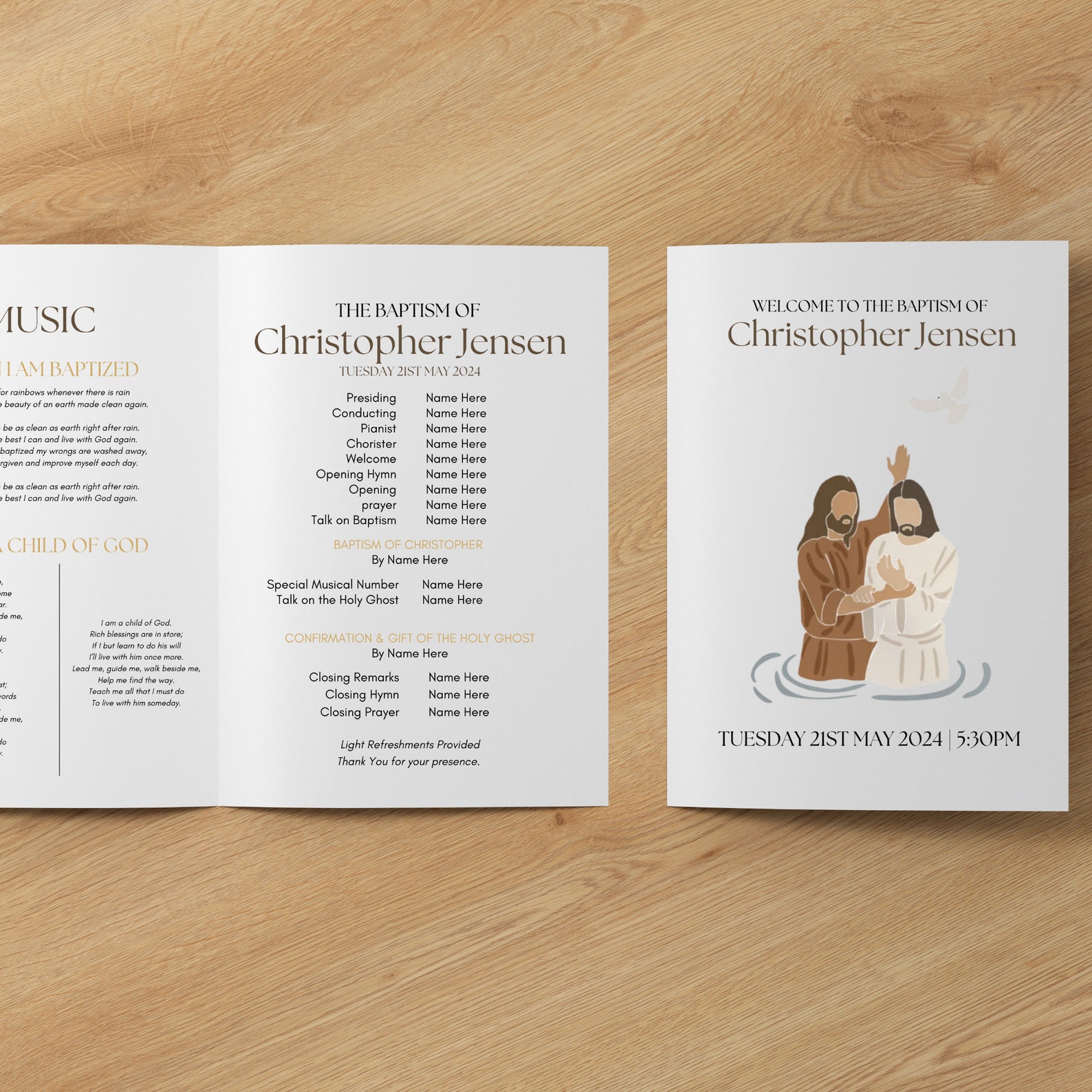 Minimalistic LDS Baptism Program Editable Template Instant Download ...