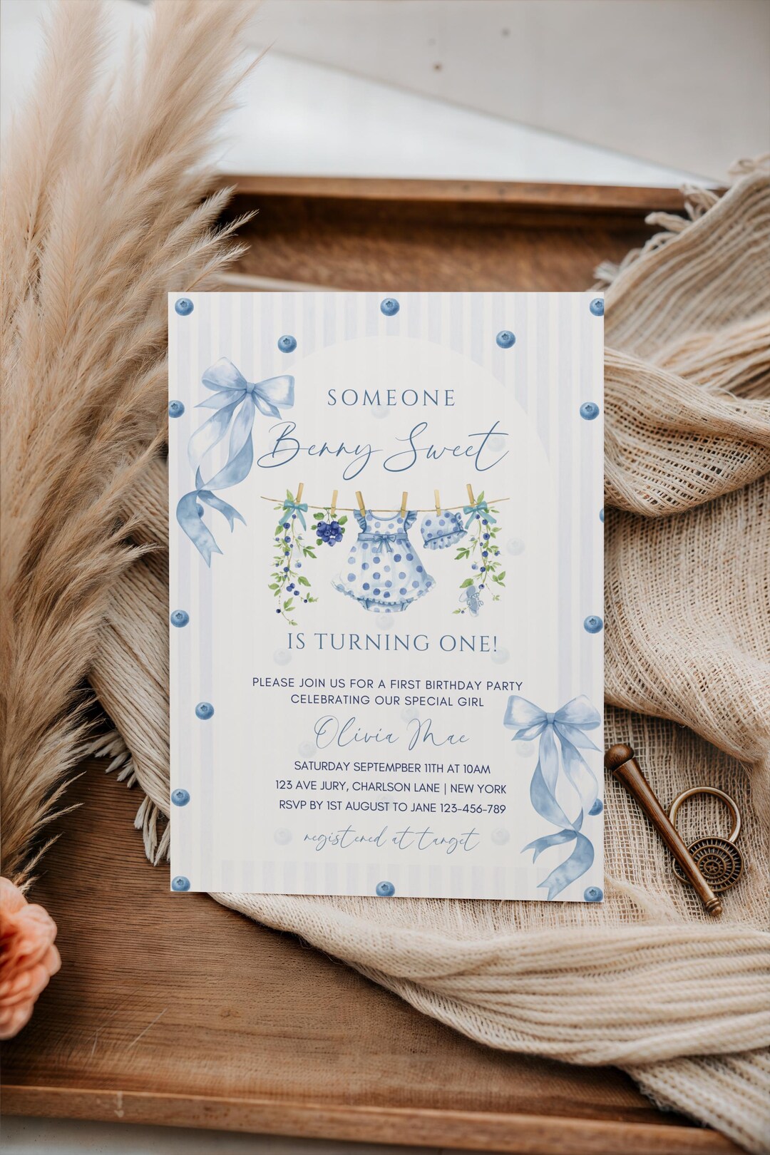 Someone Berry Sweet is Turning One Invitation, Blueberry First, Berry ...