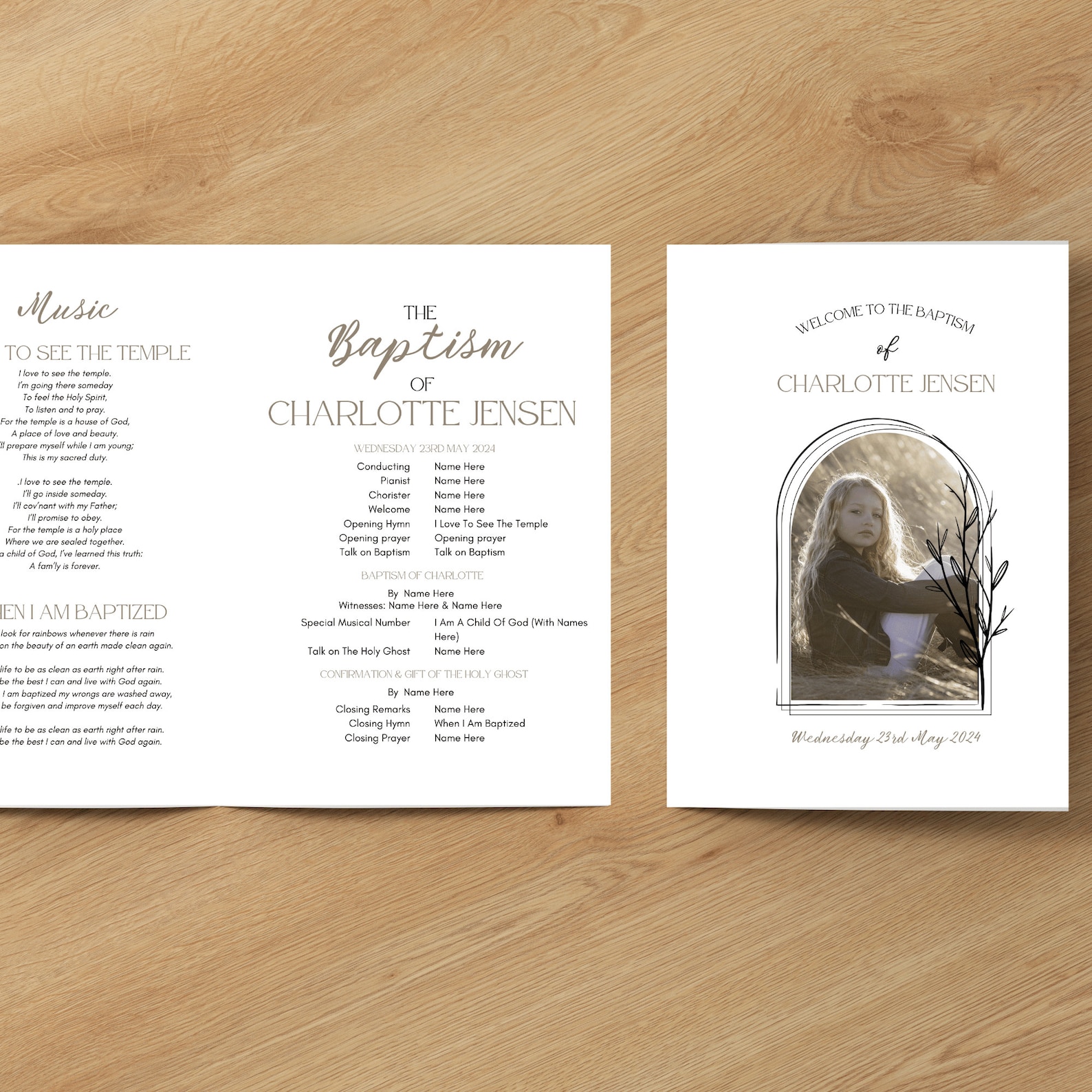 LDS Baptism Program Editable Template - Minimalistic Editable Template ...