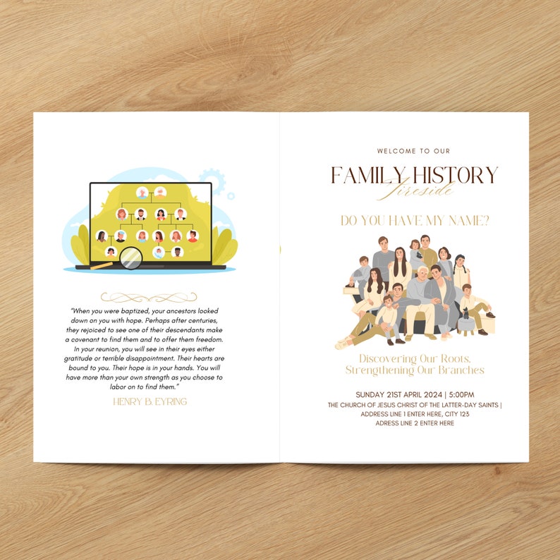 LDS Family History Fireside Program Editable Template - Minimal ...