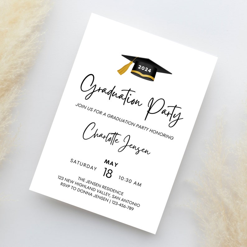 Minimalist Graduation Party Invitation Senior Announcement, Grad ...