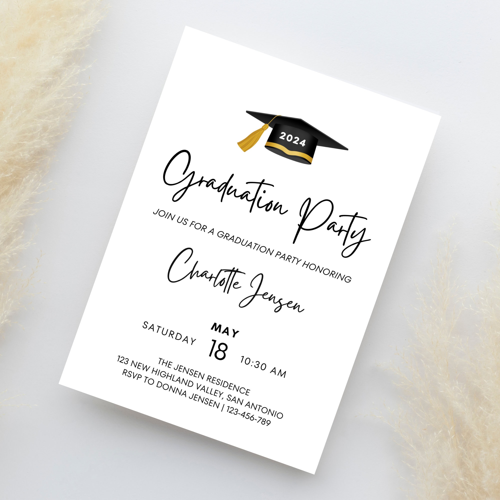 Minimalist Graduation Party Invitation Senior Announcement, Grad ...