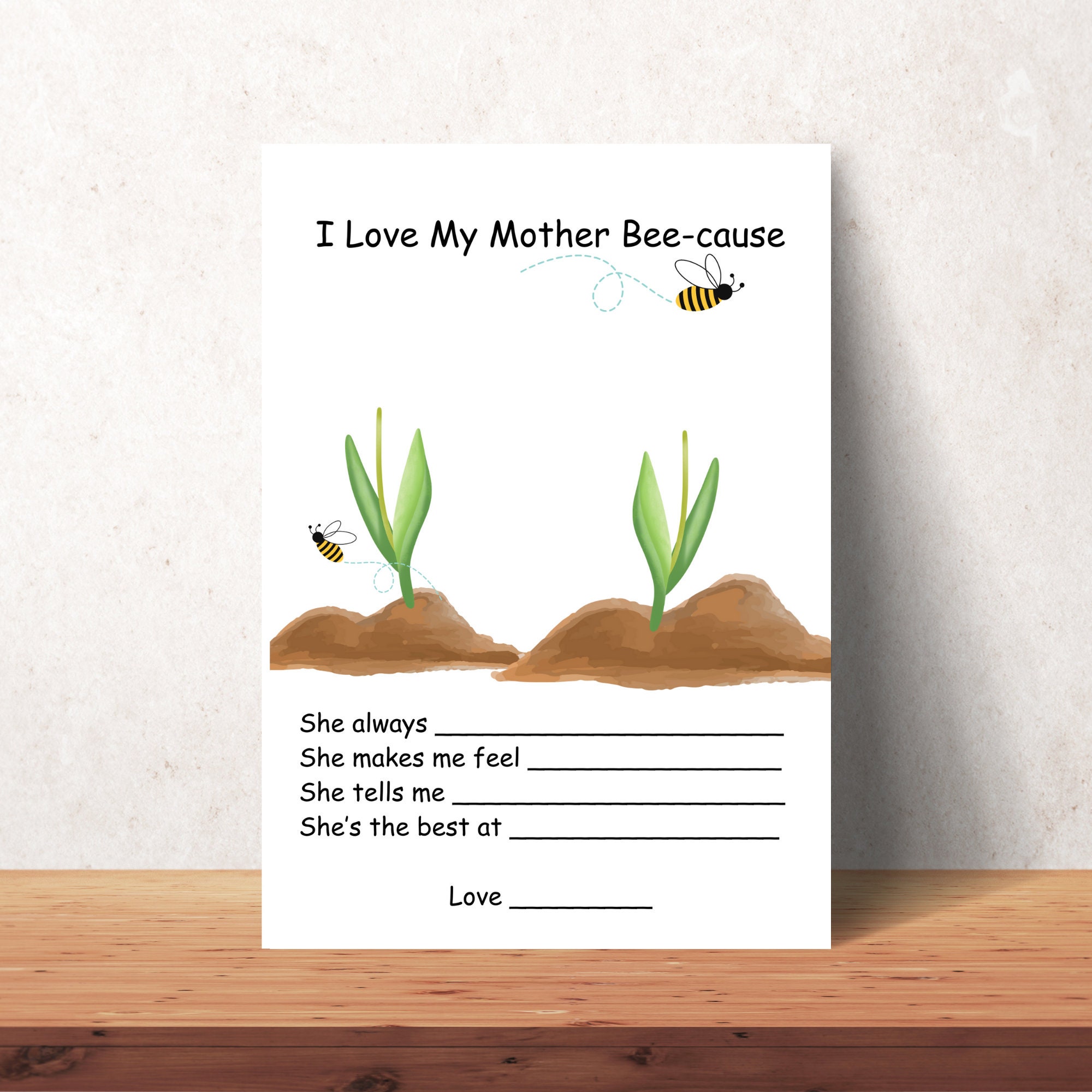 Handprint Mother's Day Craft, Bee Flower Gift (instant Download) - Etsy