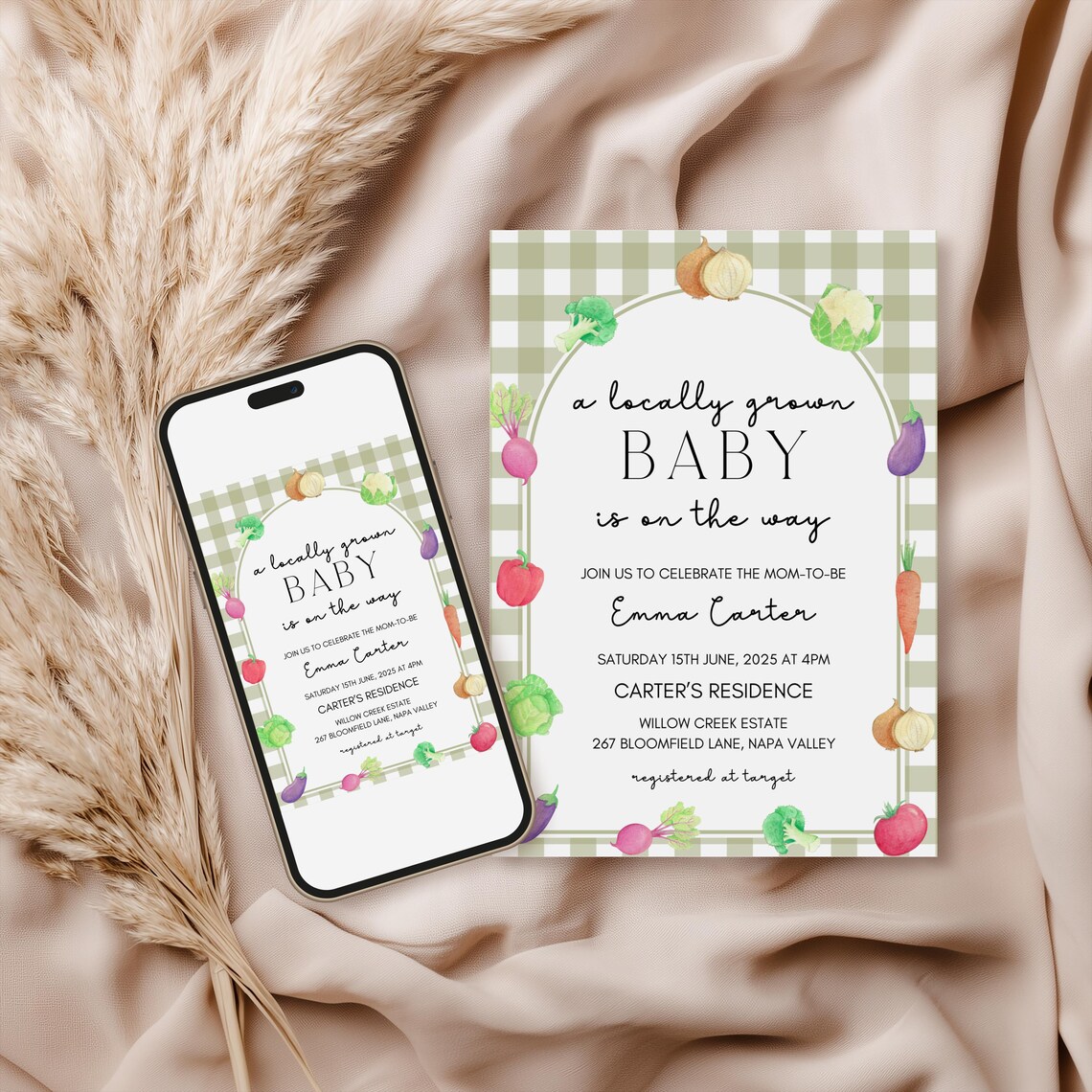 Locally Grown Baby Shower Invitation Template, Farmers Market Baby ...