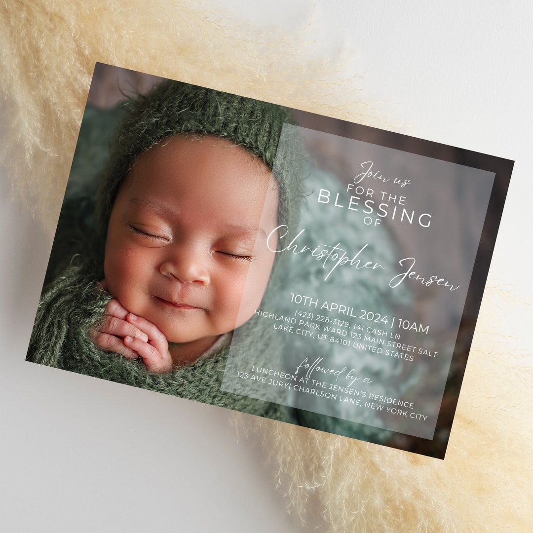 LDS Baby Blessing Invitation | Minimalistic Christening Invite Template ...