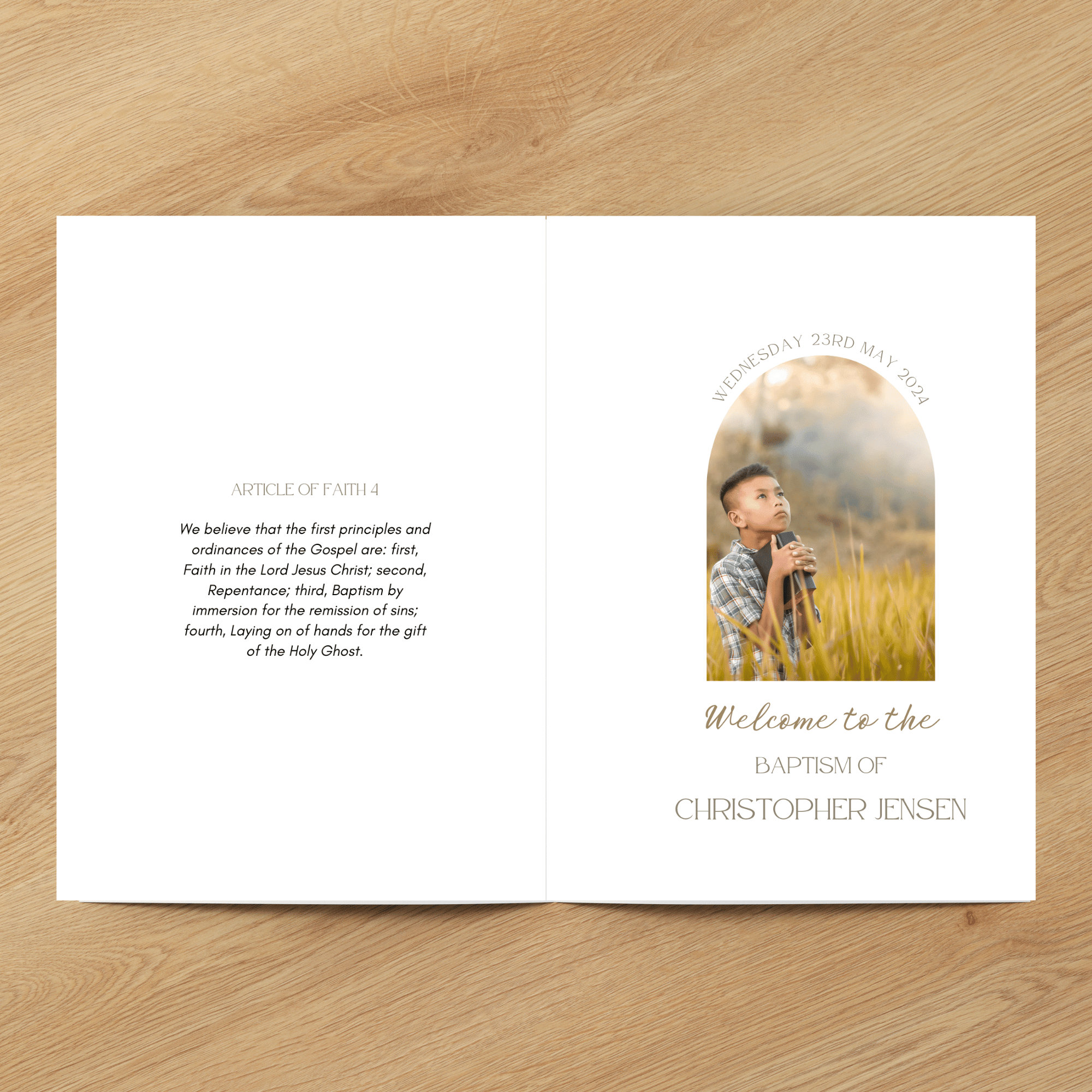 LDS Baptism Program Template – Editable, Minimalist Design (digital ...
