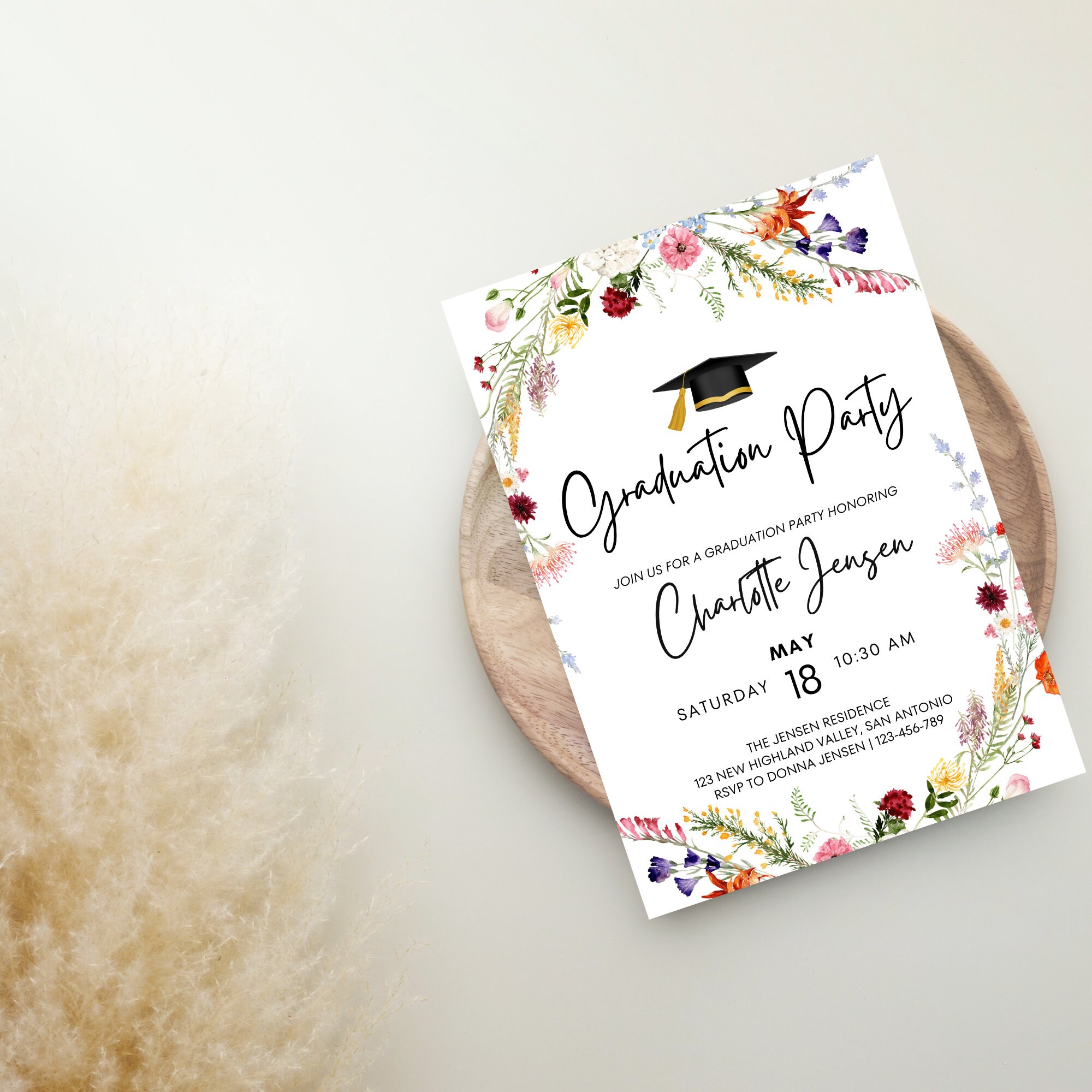 Wildflower Graduation Party Invitation Senior Announcement, Grad ...