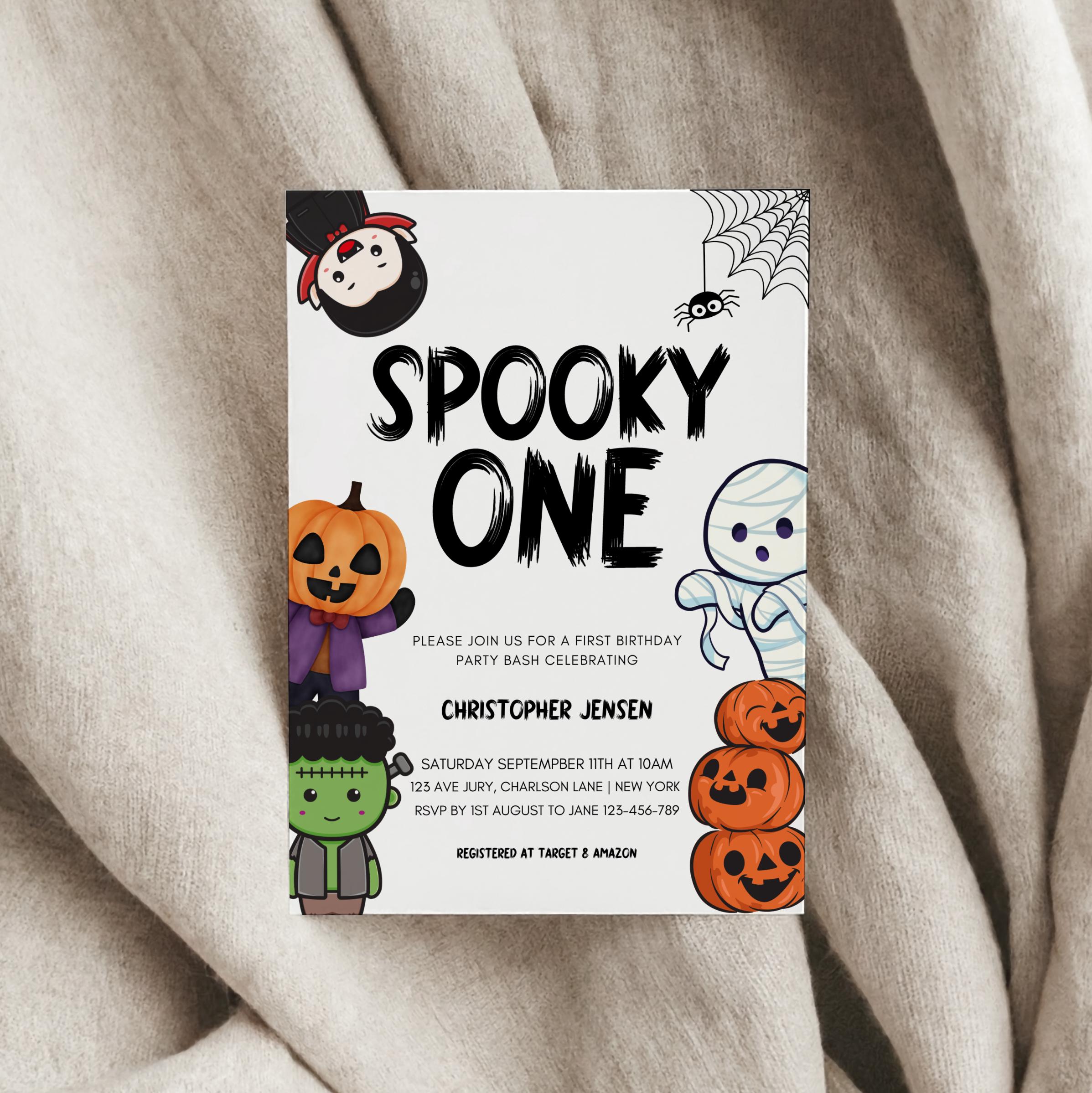 Spooky One First Birthday Invitation, Editable Template, Halloween ...