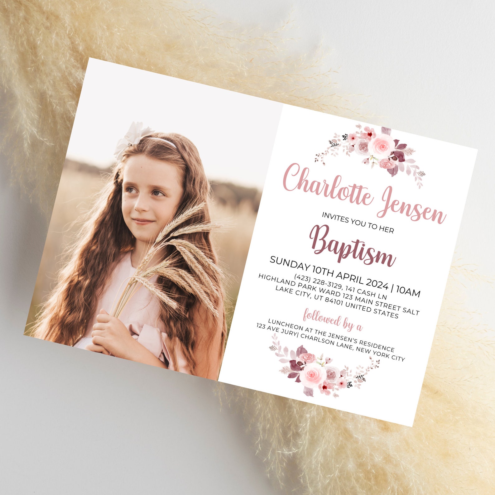 LDS Baptism Invitation Editable Template - Lds Baptism Invite, Baptism ...