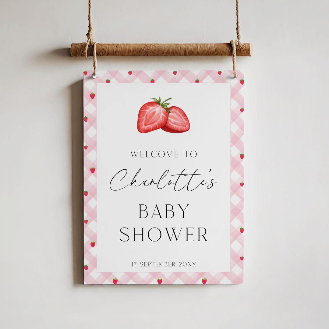 Berry Sweet Baby Shower Welcome Sign, Berry Themed Baby Shower Sign ...