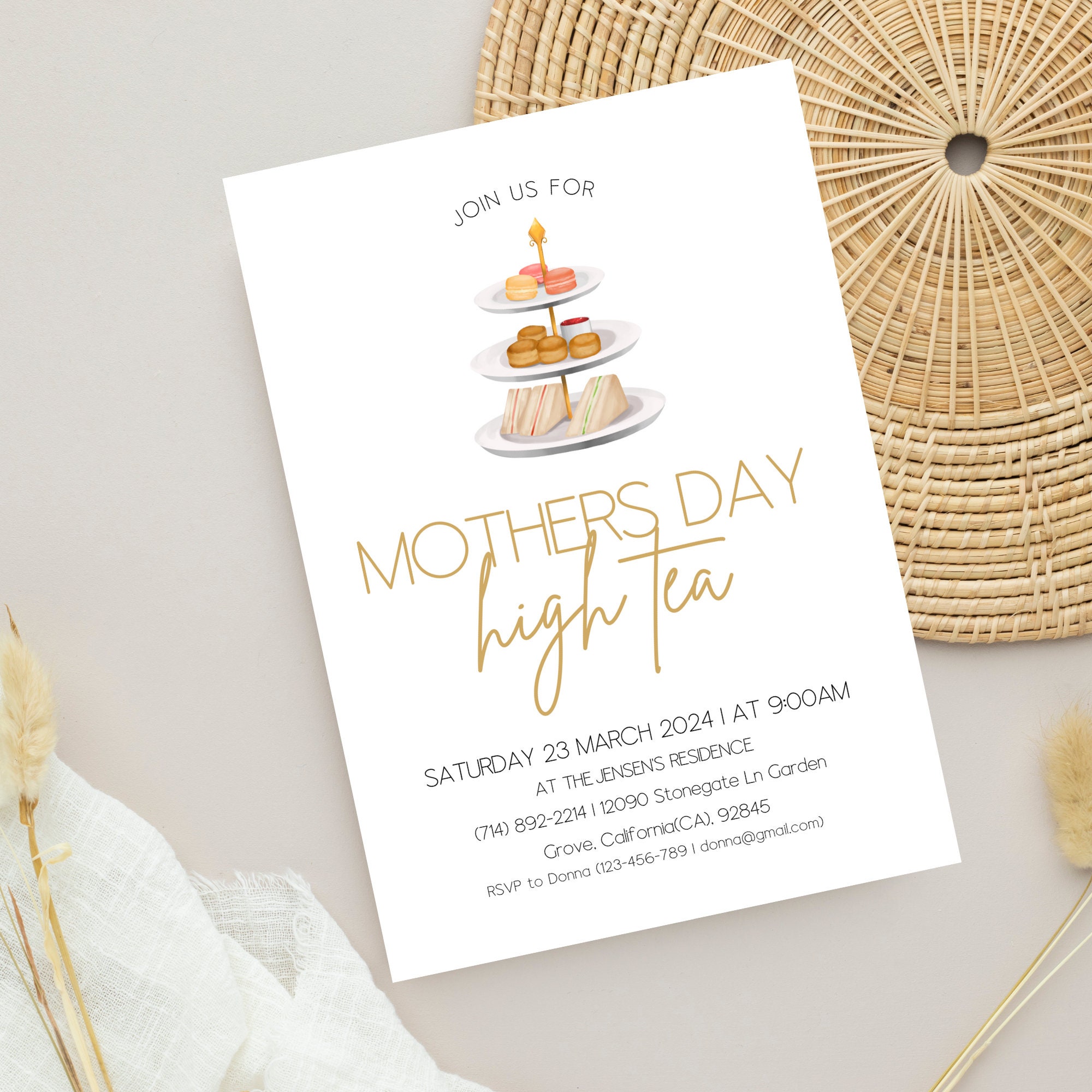 Mother's Day High Tea Invitation Template, Brunch Invitation, Dinner ...