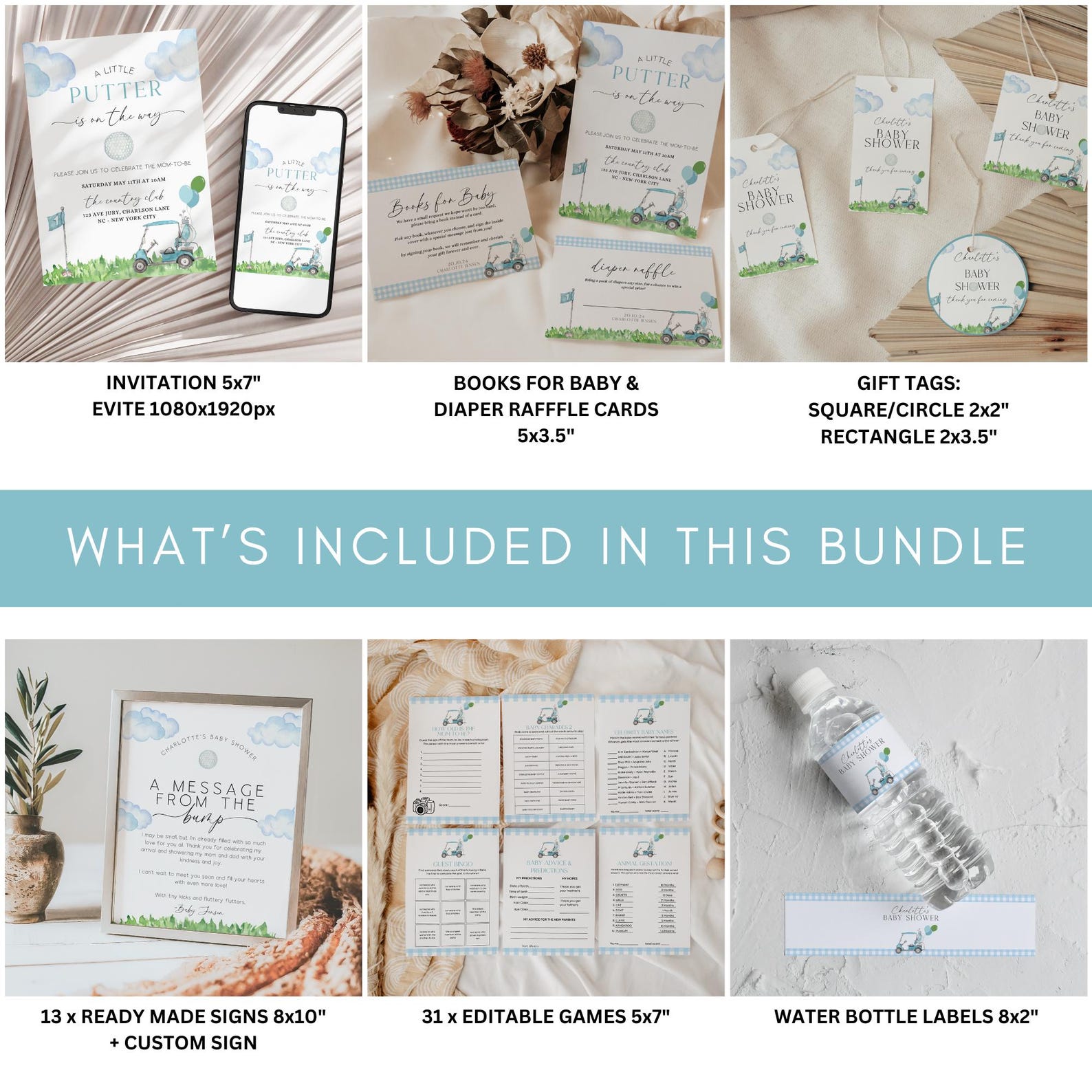 Little Putter Baby Shower Bundle - Golf Baby Shower, Instant Download ...