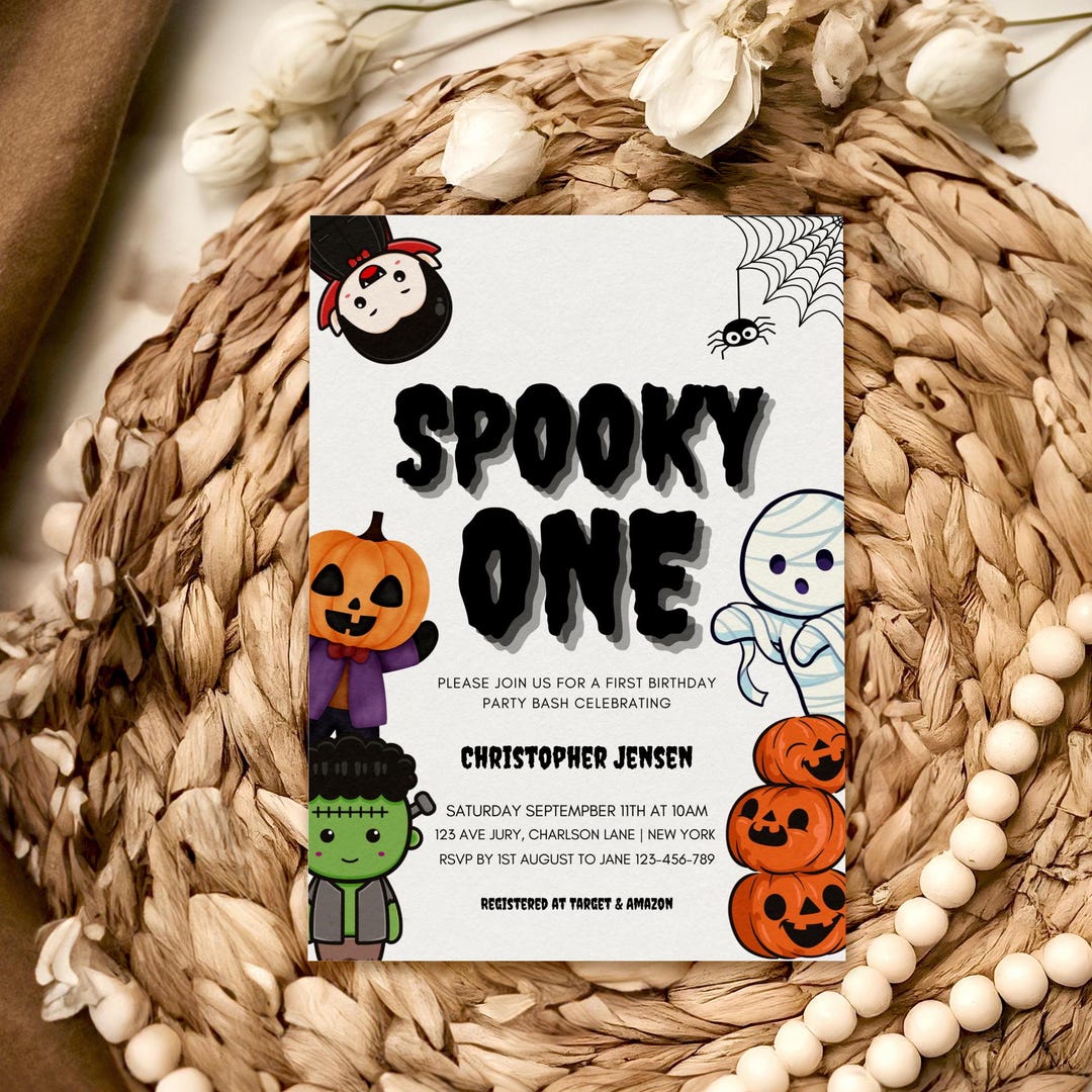 Spooky One First Birthday Invitation, Editable Template, Halloween ...