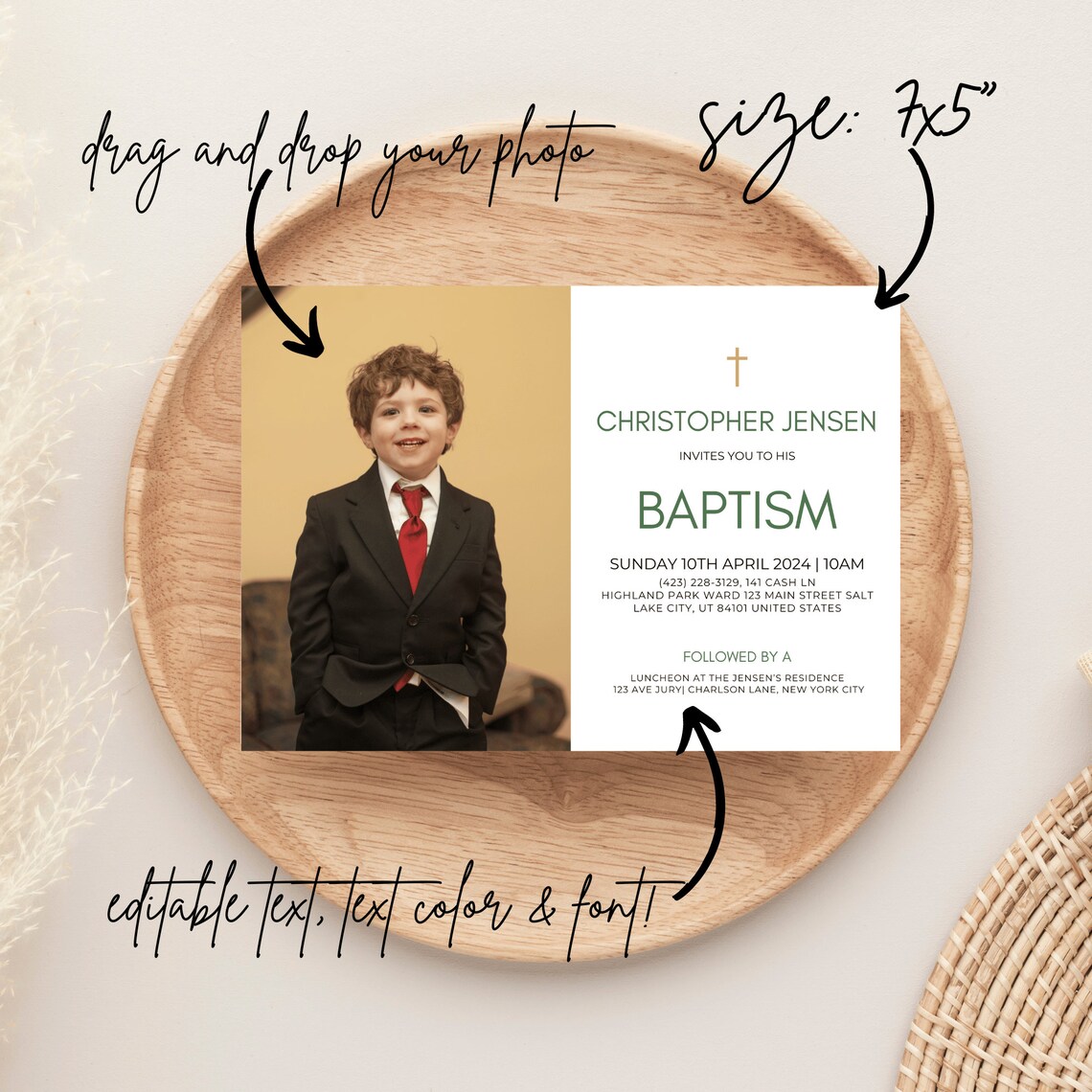 LDS Baptism Invitation Editable Template Minimalistic Lds Baptism ...