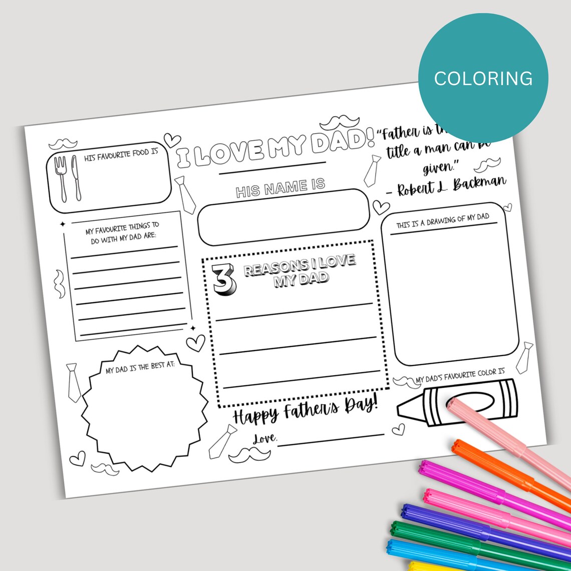 LDS Primary Fathers Day Worksheet, Lds Activity Sheet, Instant Download ...