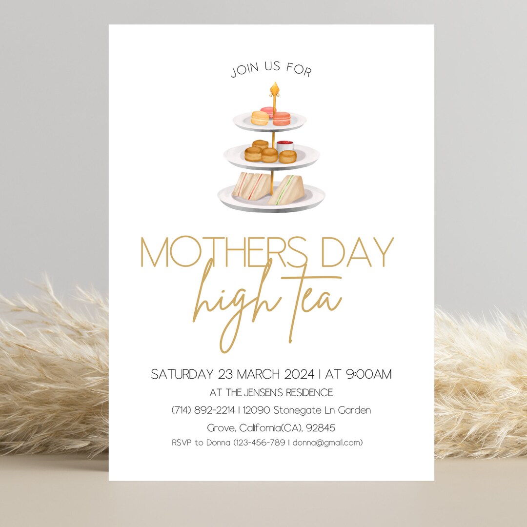 Mother's Day High Tea Invitation Template, Brunch Invitation, Dinner ...