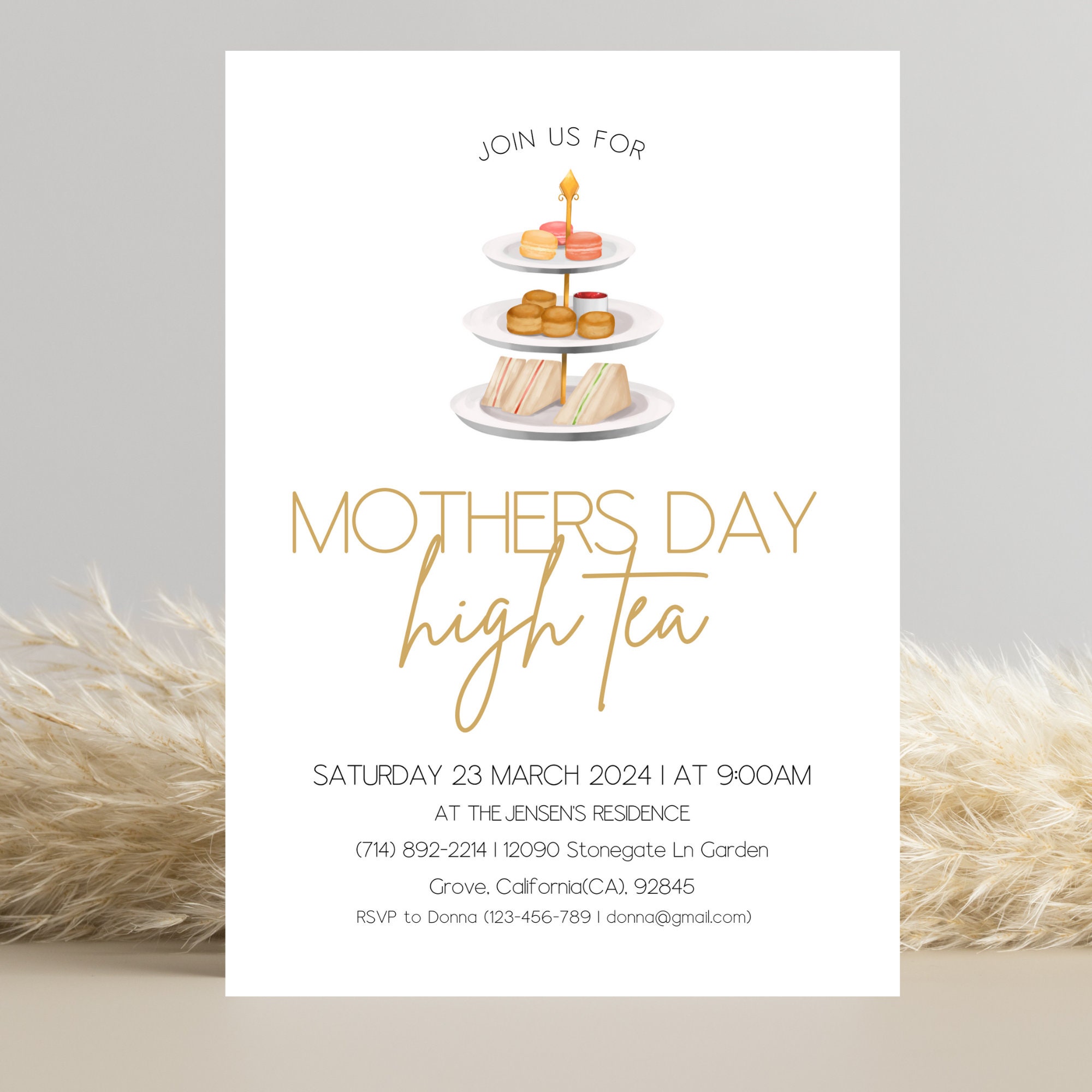 Mother's Day High Tea Invitation Template, Brunch Invitation, Dinner ...