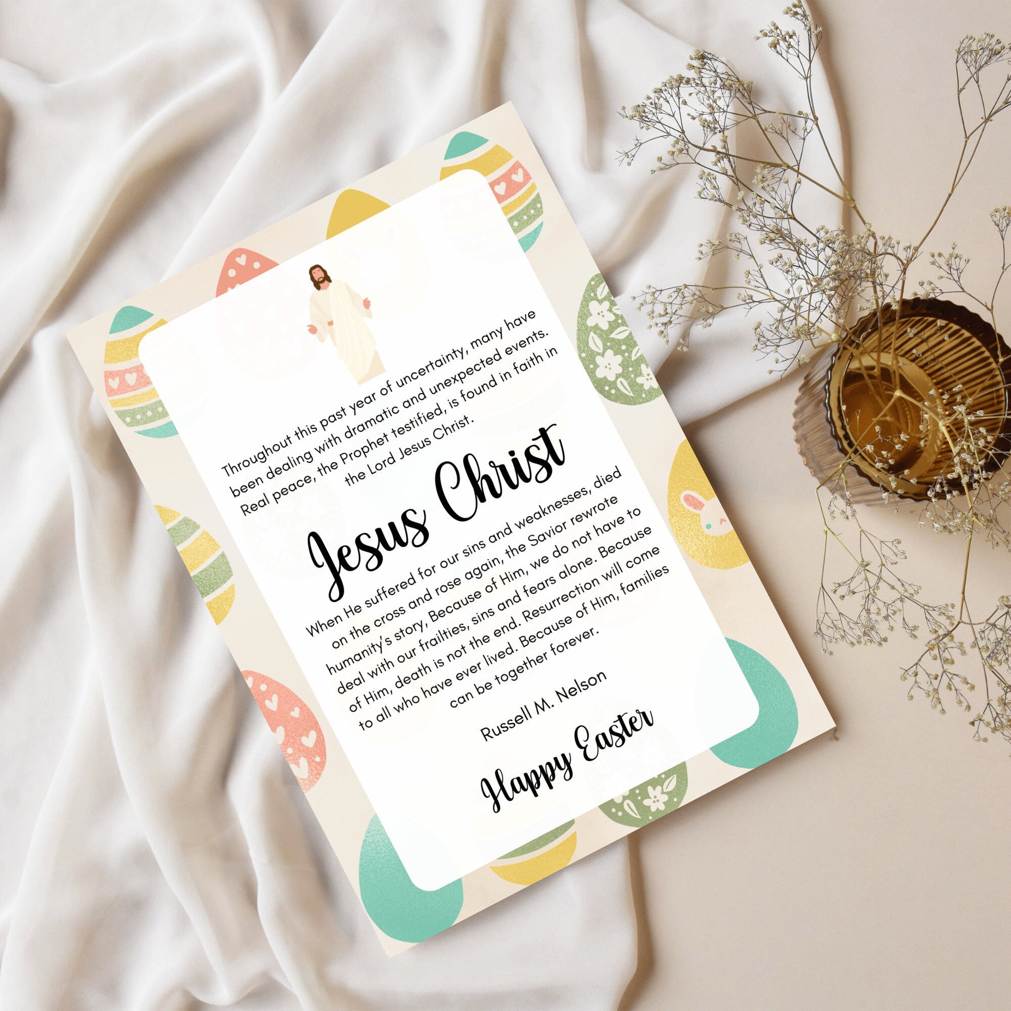 LDS Easter Printable, Easter Ministering Card, Easter Gift, Because of ...