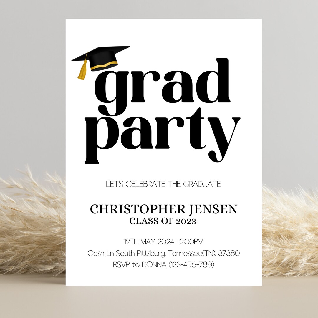 Minimalist Graduation Party Invitation - Senior Announcement, Grad ...