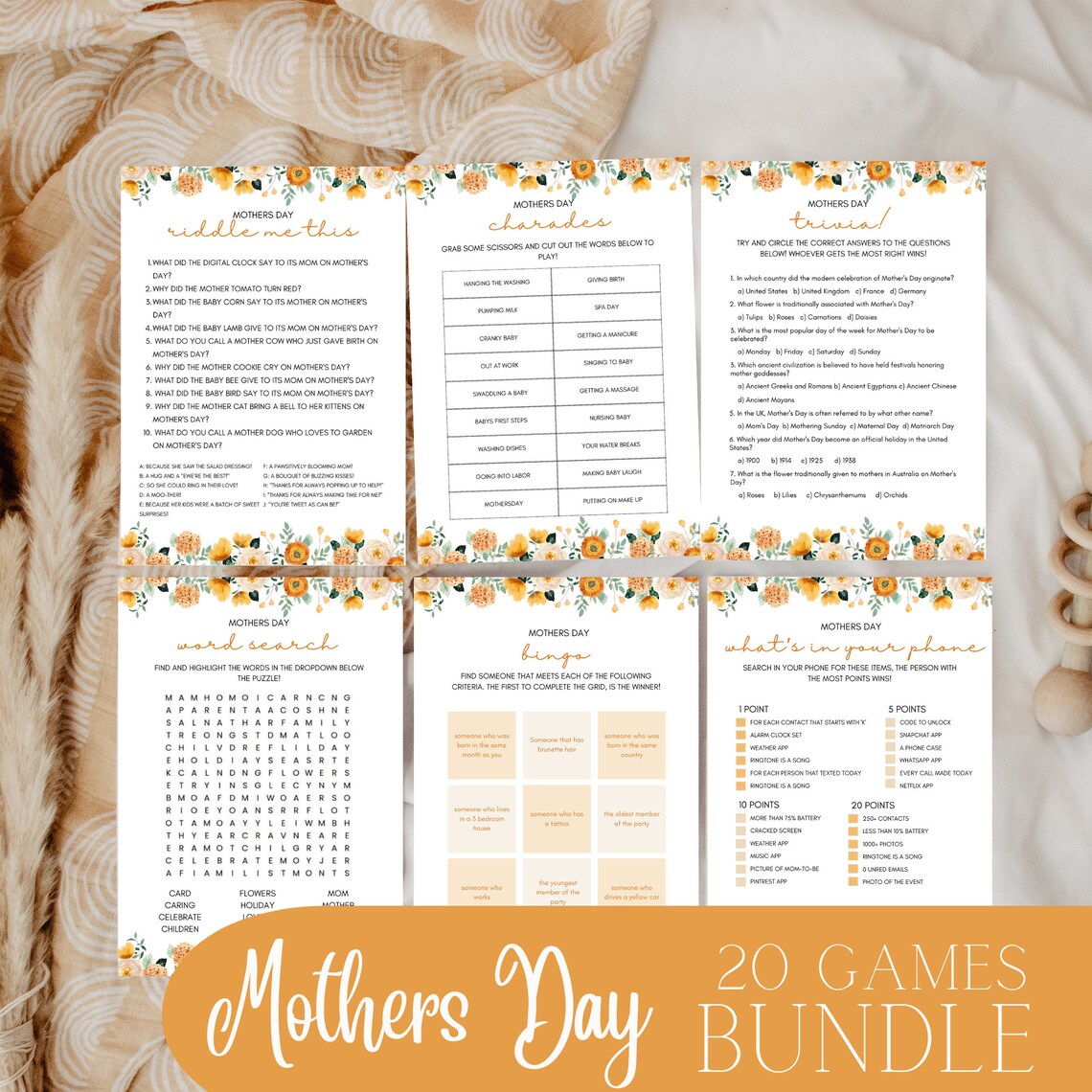 Mother's Day Games Bundle Templates Editable Games Bundle, Mothers Day ...