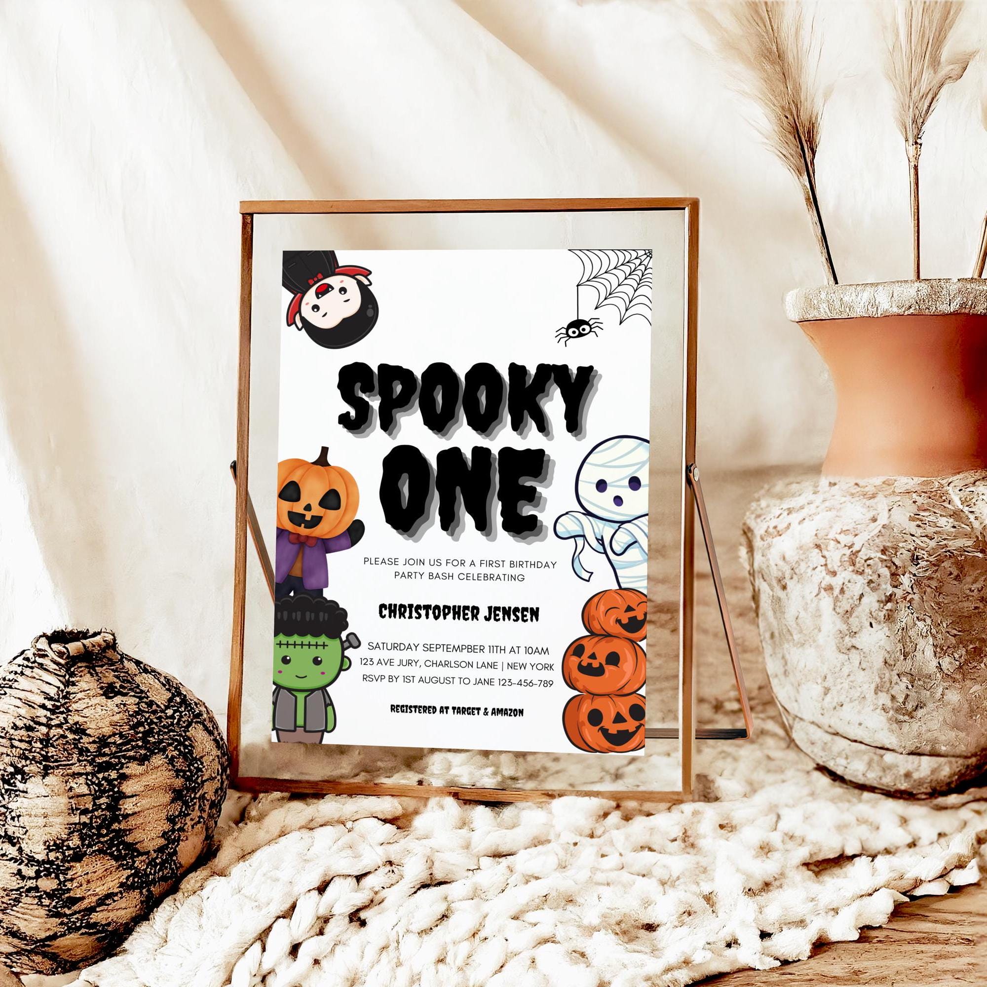 Spooky One First Birthday Invitation, Editable Template, Halloween ...