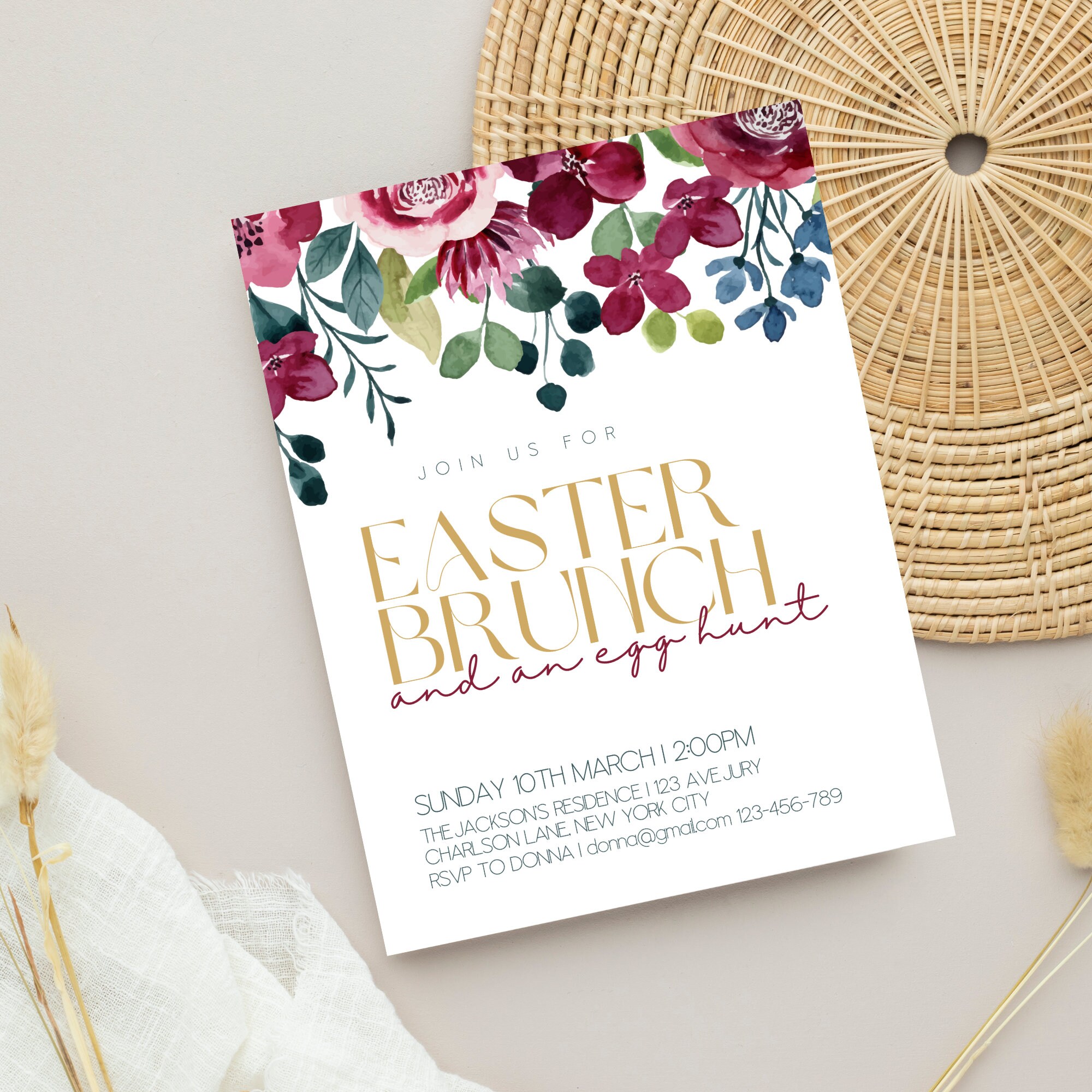 Easter Brunch Invitation Template Easter Holiday Brunch and Egg Hunt ...