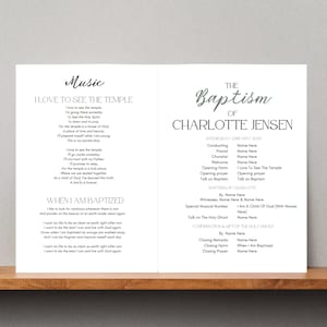 LDS Baptism Program Editable Template - Minimalistic Editable Template ...