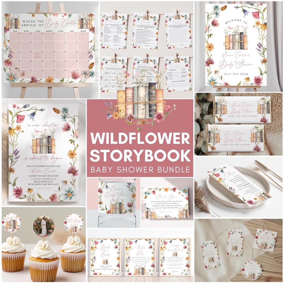 Storybook Baby Shower Bundle, Wildflower Baby Shower, a New Chapter ...