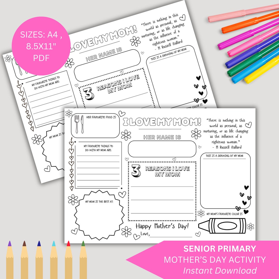 LDS Primary Mothers Day Worksheet, Lds Activity Sheet, Instant Download ...