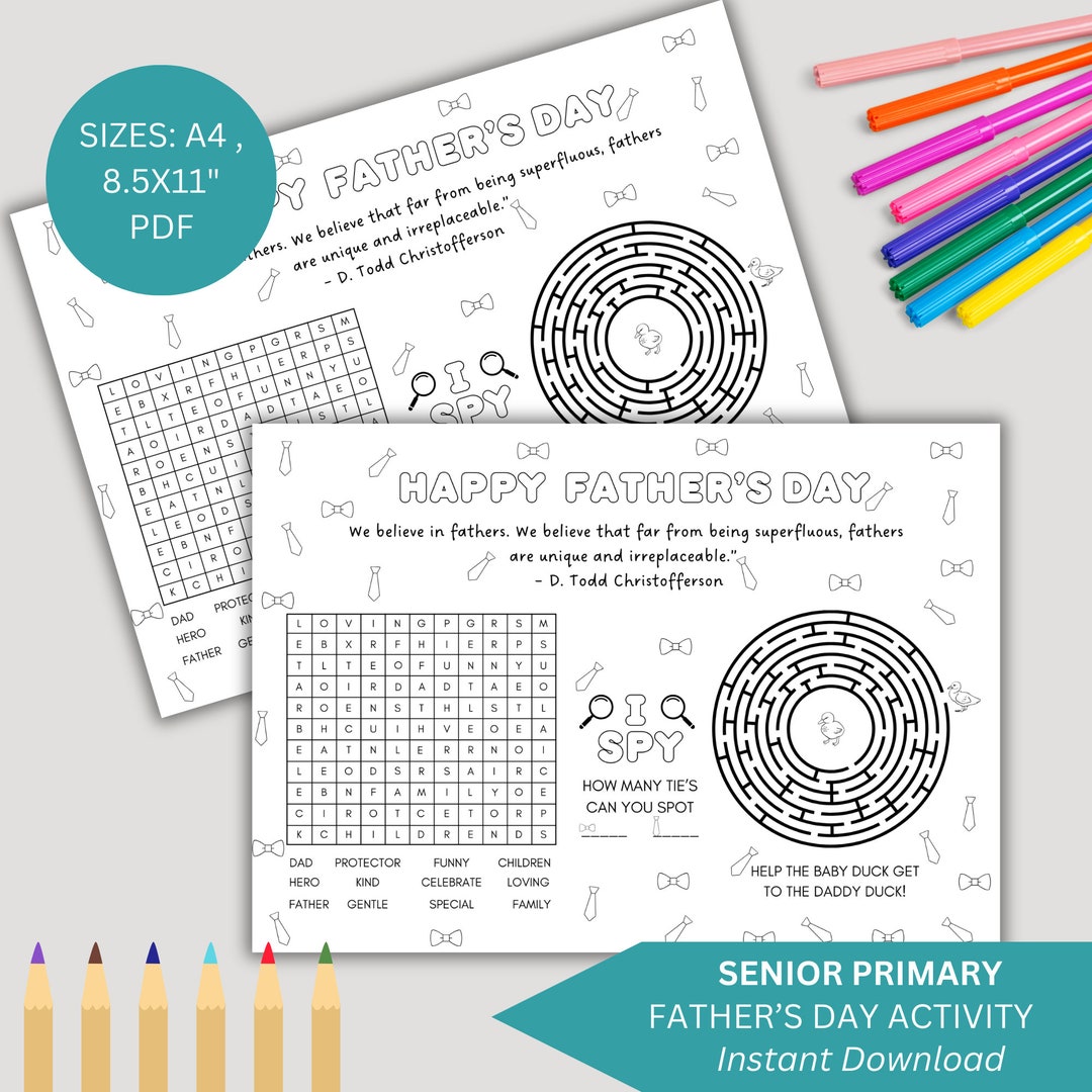 LDS Primary Fathers Day Worksheet, Lds Activity Sheet, Instant Download ...