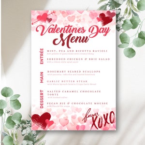 Valentines Menu Romantic Valentine's Day Menu Template Editable Canva ...
