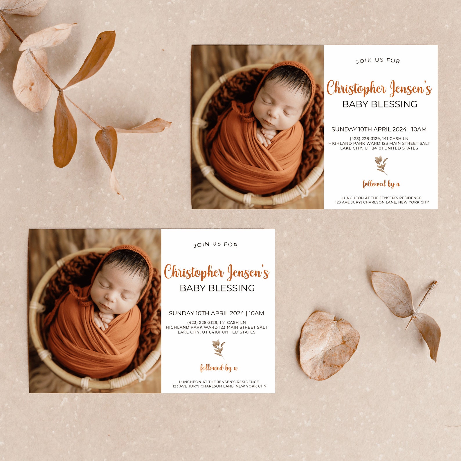 Minimalistic LDS Baby Blessing Christening Baptism Editable Invite ...
