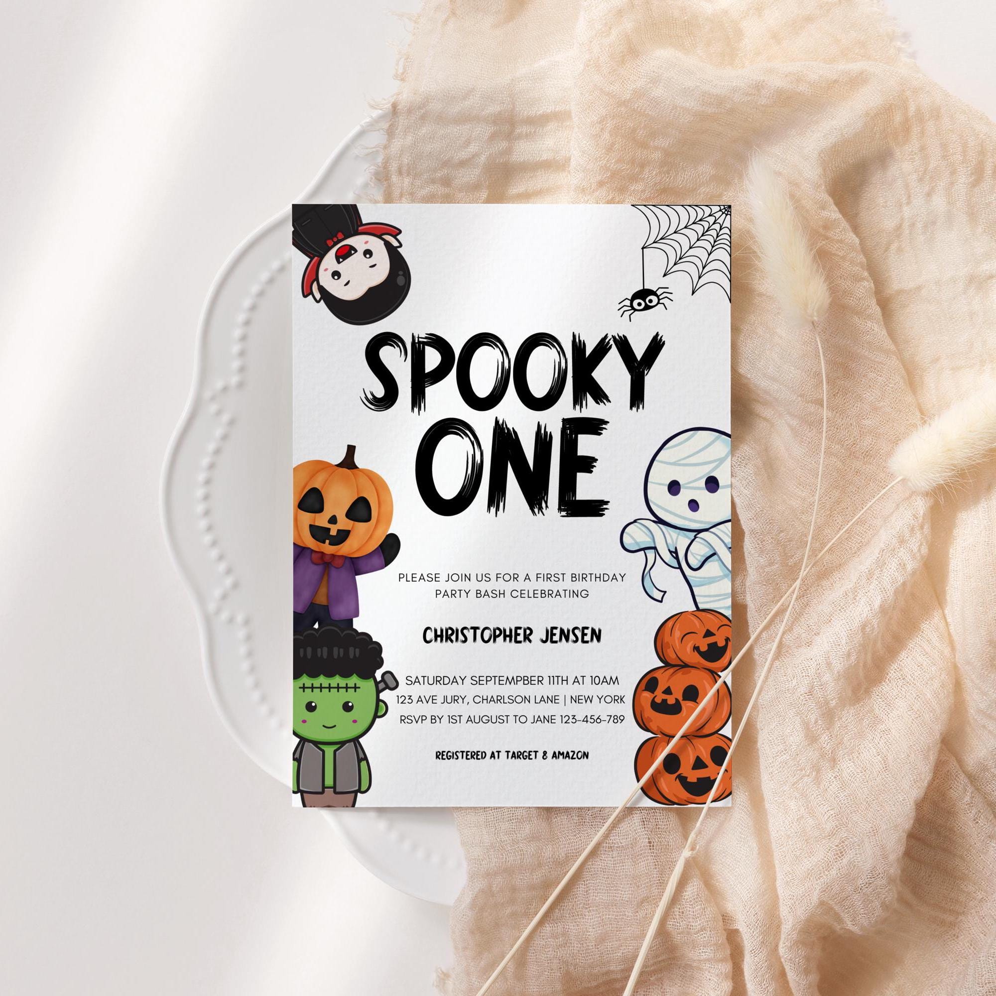Spooky One First Birthday Invitation, Editable Template, Halloween ...