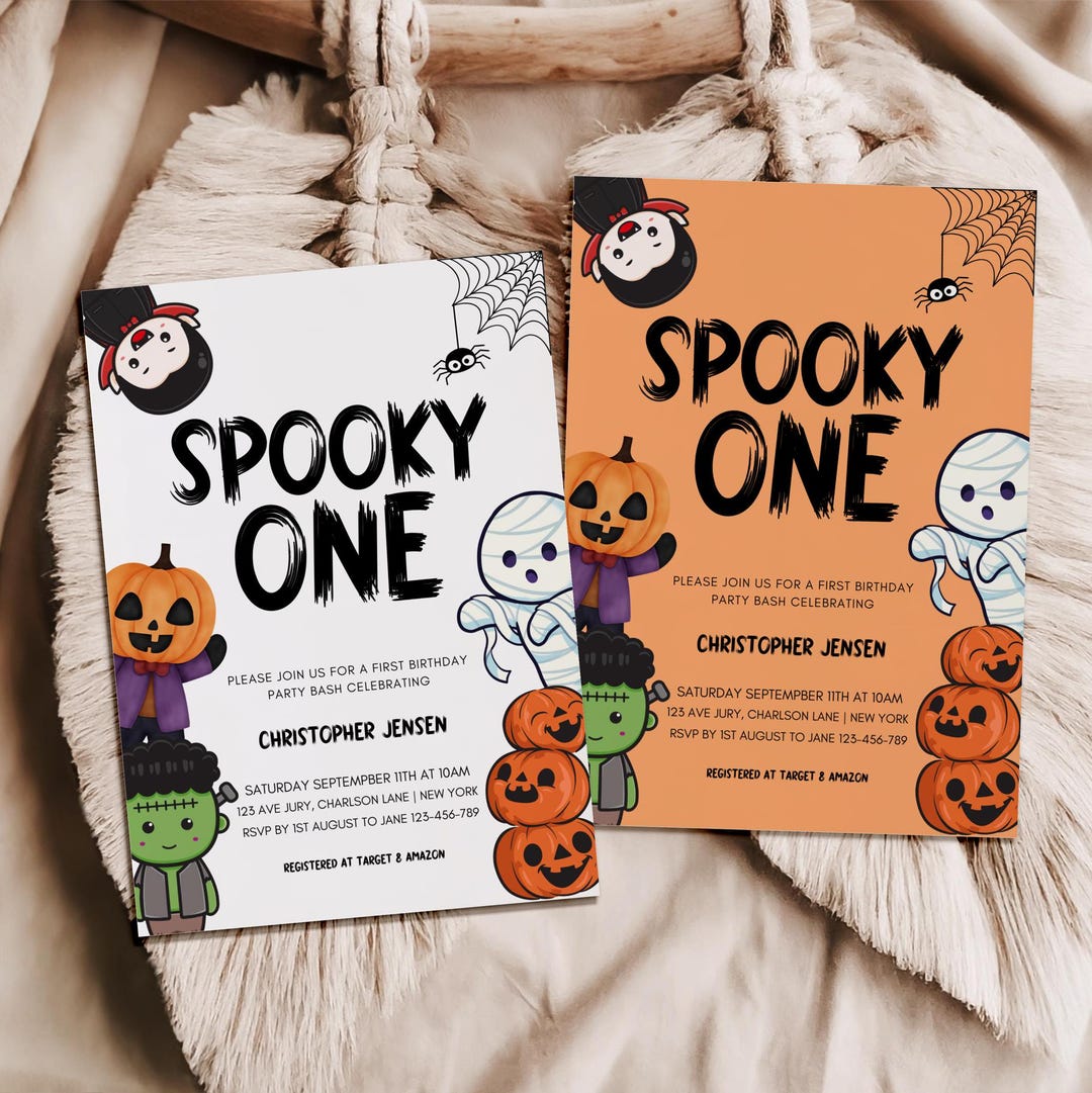 Spooky One First Birthday Invitation: Halloween Theme (canva Template ...