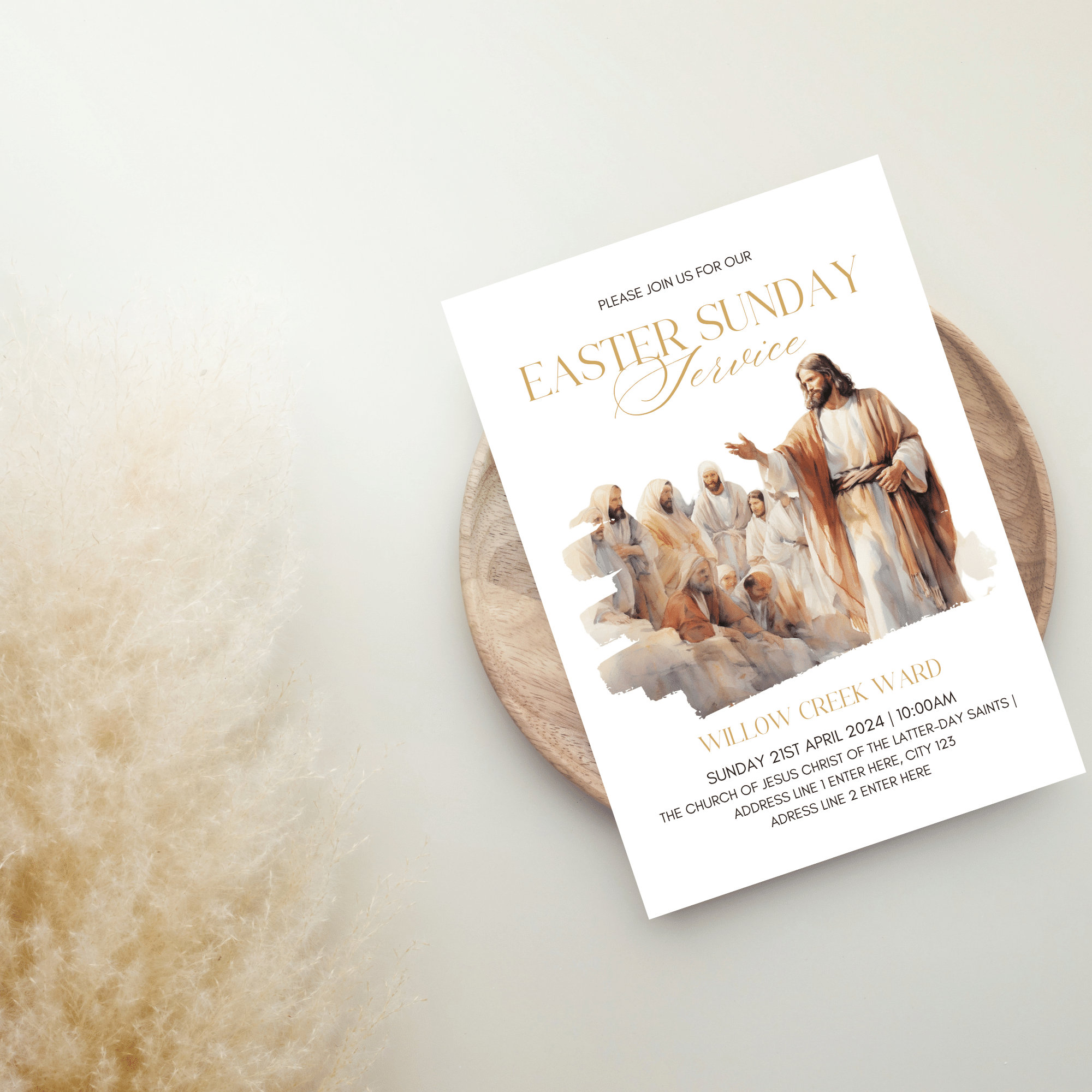 LDS Easter Sunday Service Invitation Template - Minimalistic, He is ...
