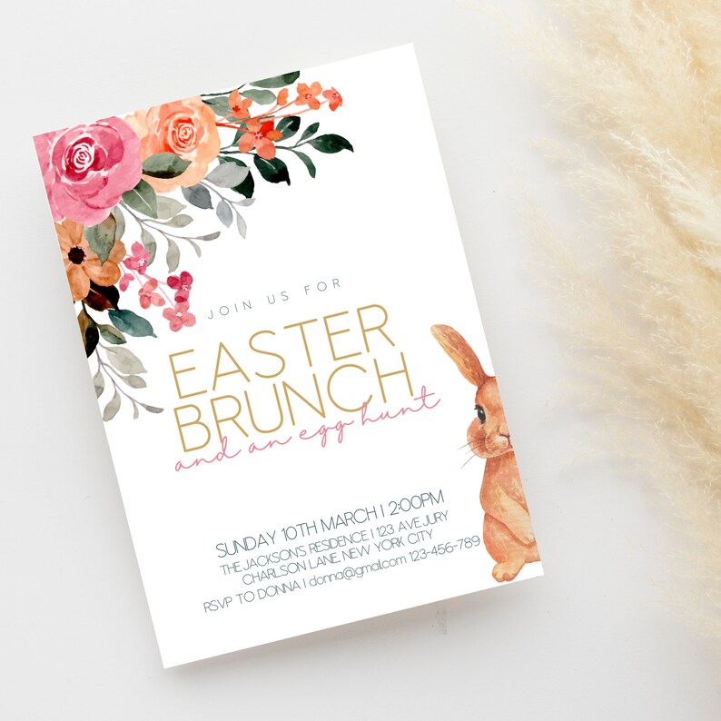 Easter Brunch Invitation Template Easter Holiday Brunch and Egg Hunt ...