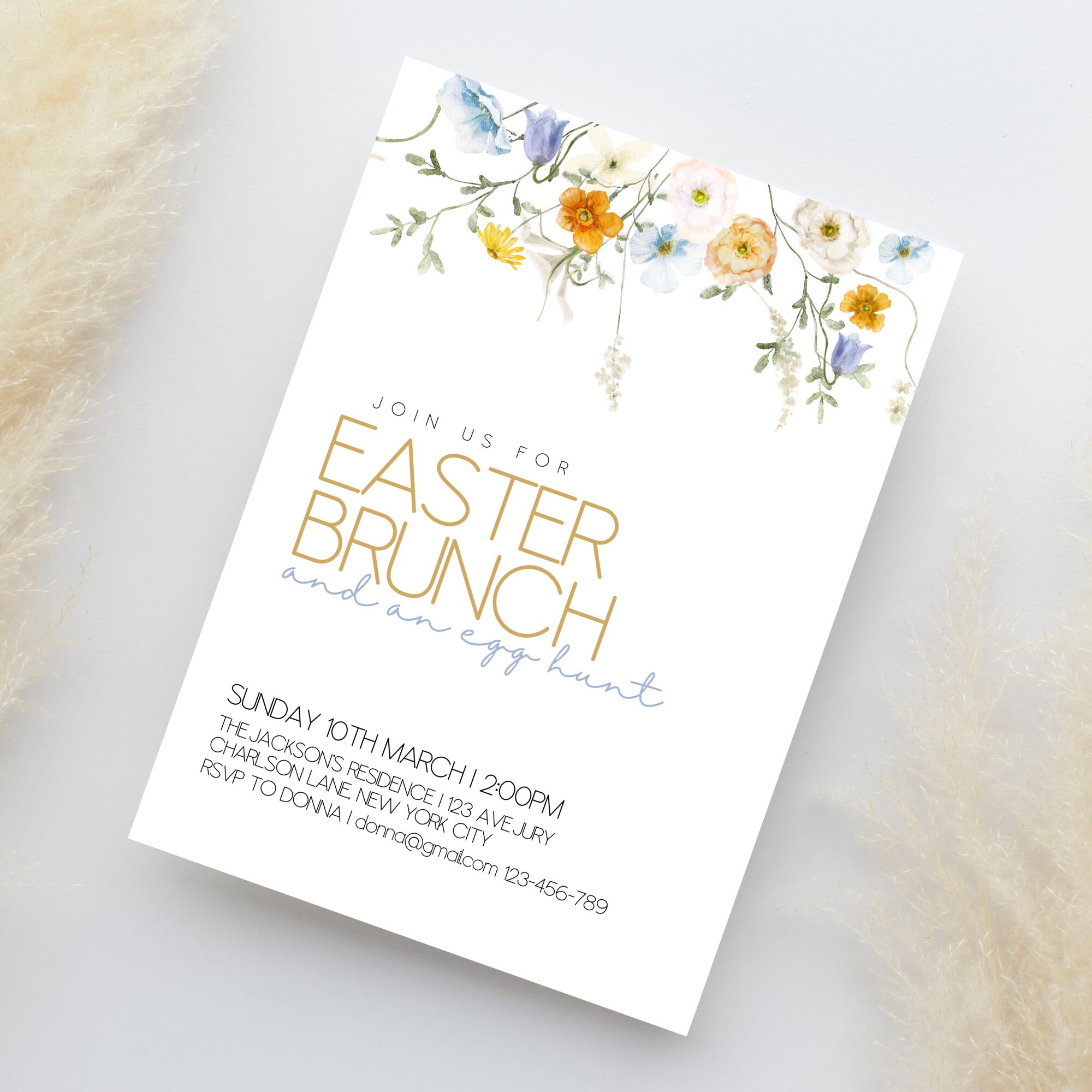 Easter Brunch Invitation Template Easter Invite, Brunch and Egg Hunt ...