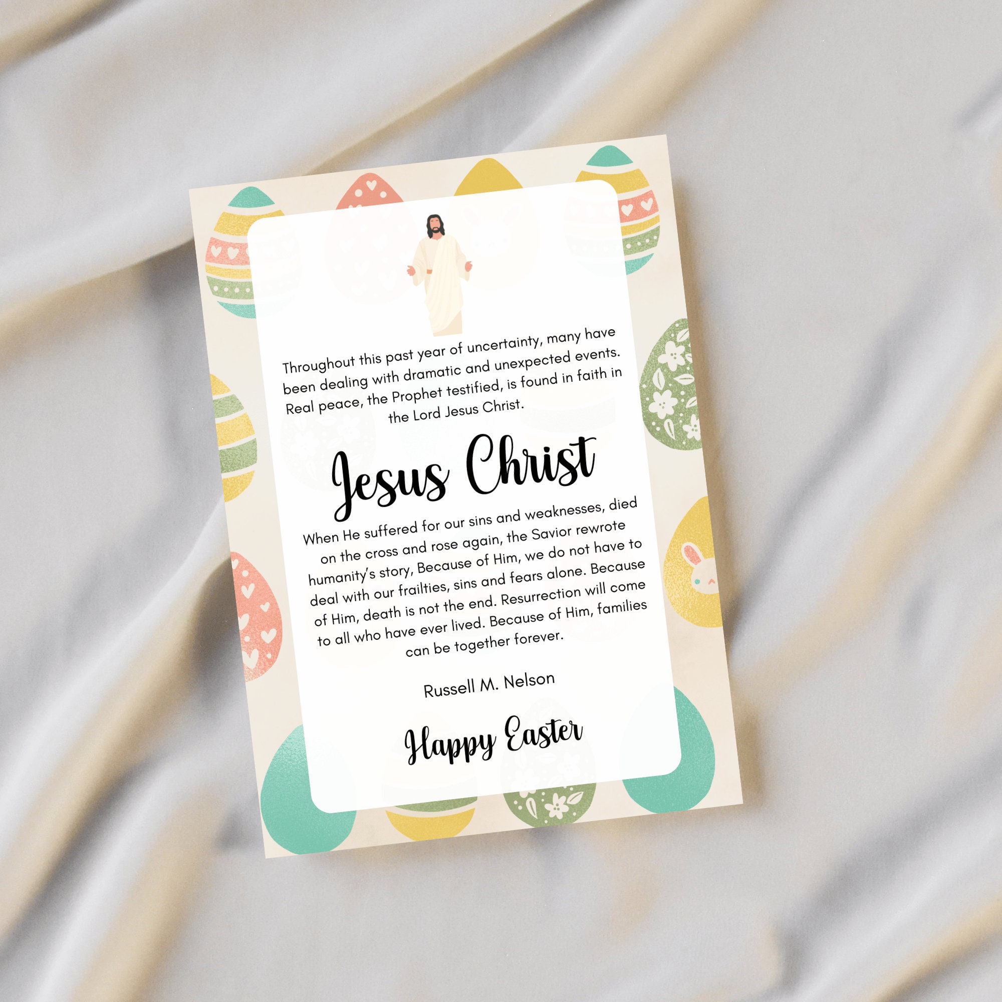 LDS Easter Printable, Easter Ministering Card, Easter Gift, Because of ...