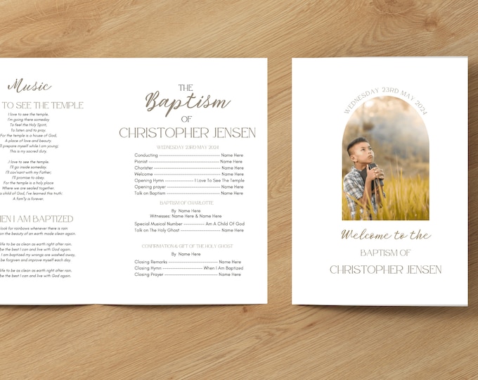 LDS Baptism Program Template: Customizable Boy Design (digital Download ...