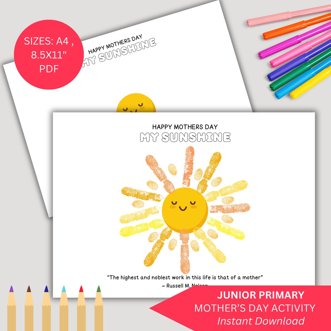 LDS Mother's Day Junior Primary Fingerprint Activity Sheet, Gift for ...