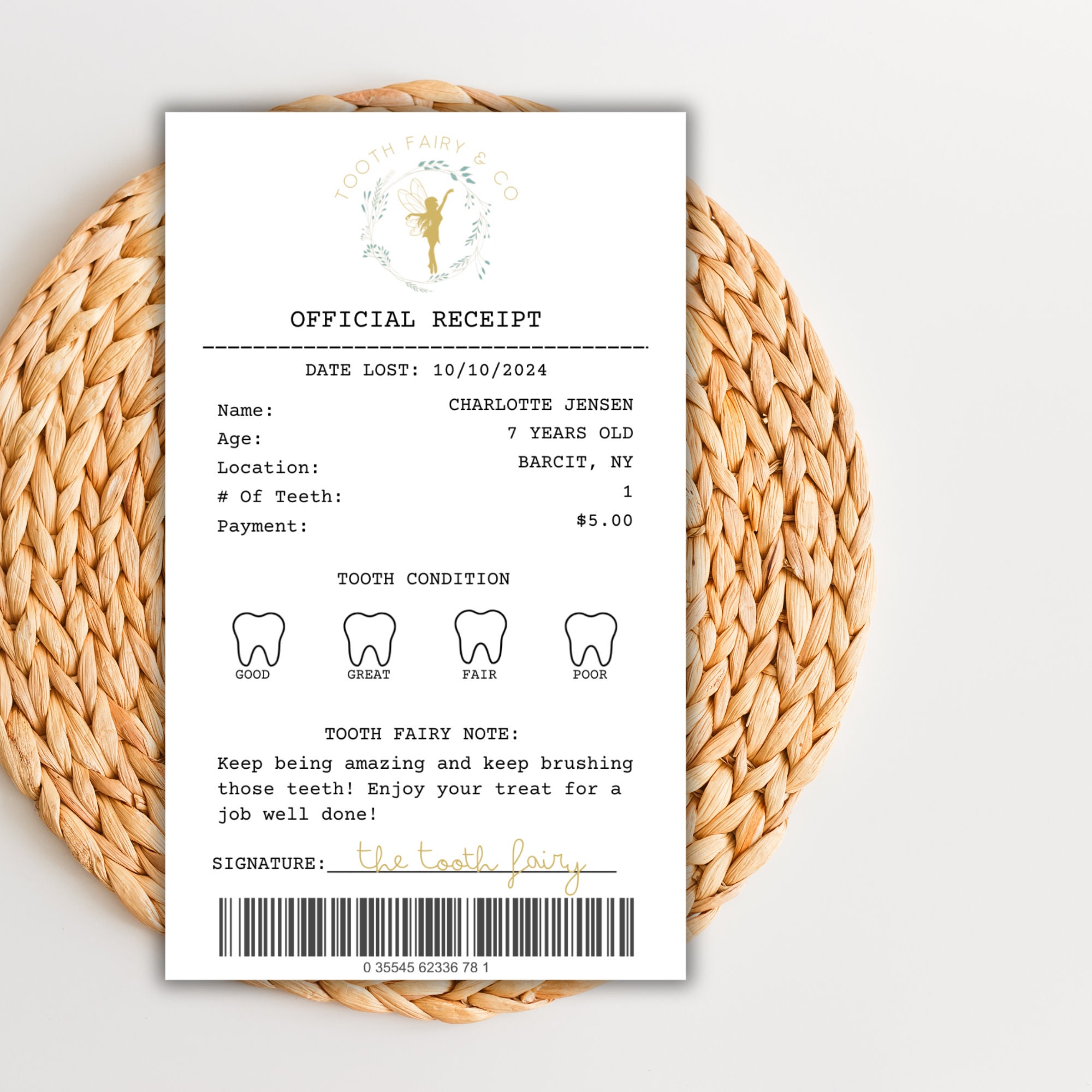 Tooth Fairy Letter & Receipt Templates Editable Canva Templates Tooth ...