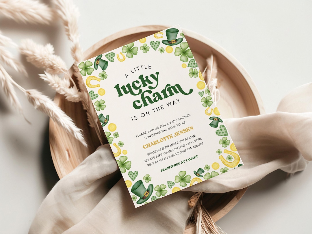 Lucky Charm Baby Shower Invitation Template - St Patricks Baby Shower ...