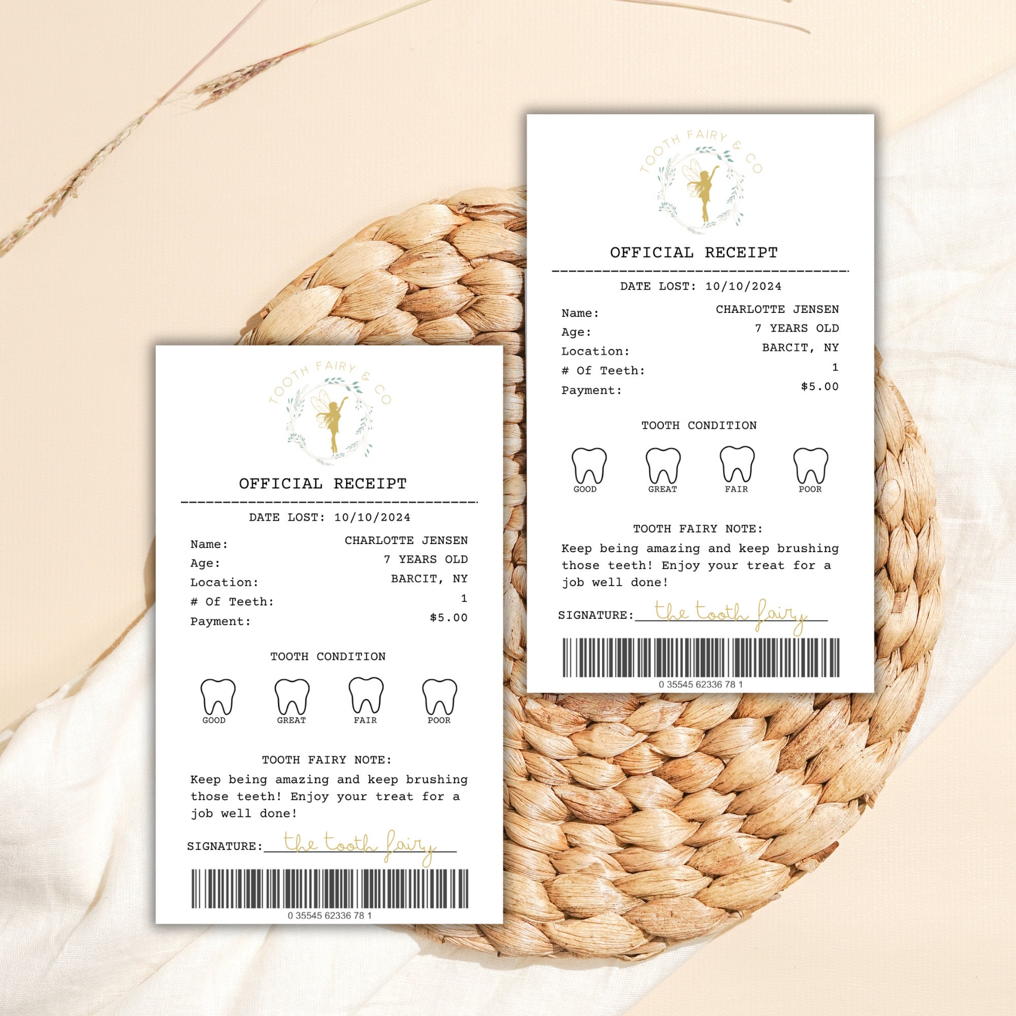 Tooth Fairy Letter & Receipt Templates Editable Canva Templates Tooth ...