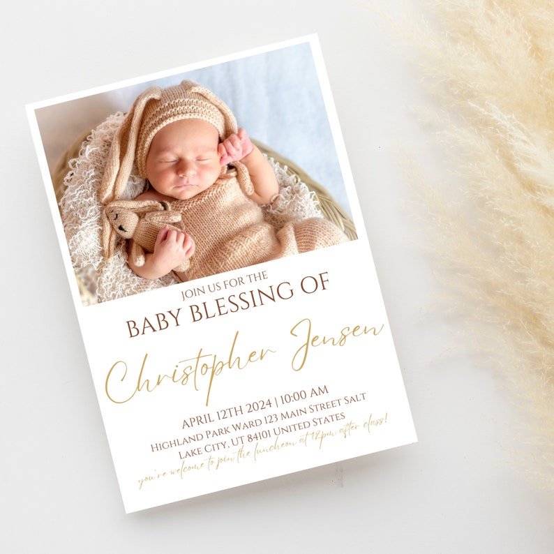 Editable Minimalistic LDS Christening Invitation for Baby Blessing or ...