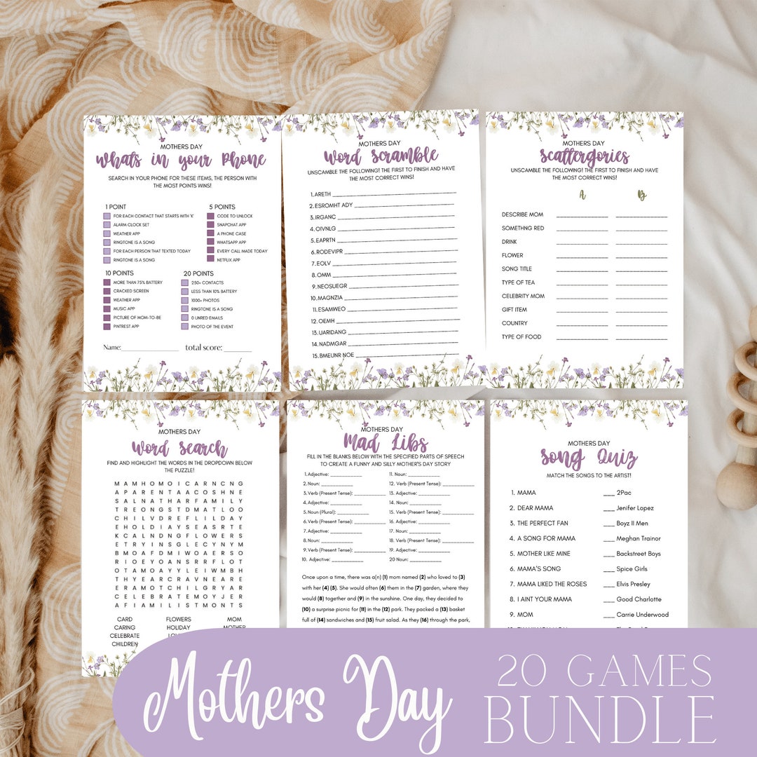 Mother's Day Games Bundle Templates - Game Bundle, Mothers Day ...