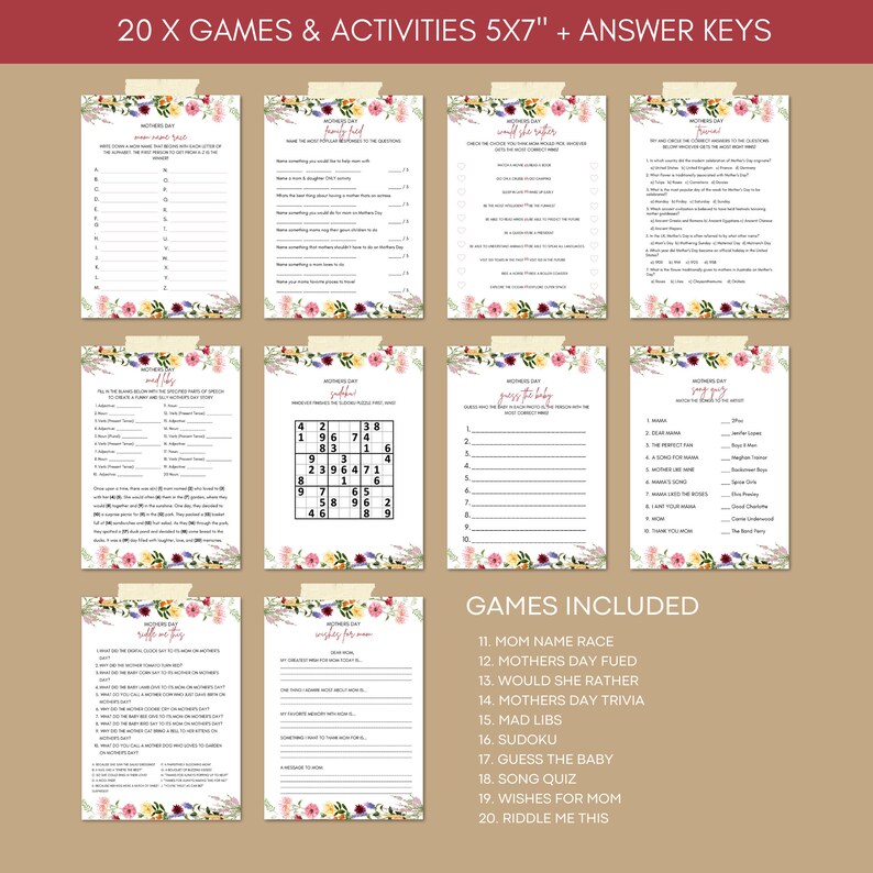 Wildflower Mothers Day Brunch Bundle - Wildflower Printable Games ...