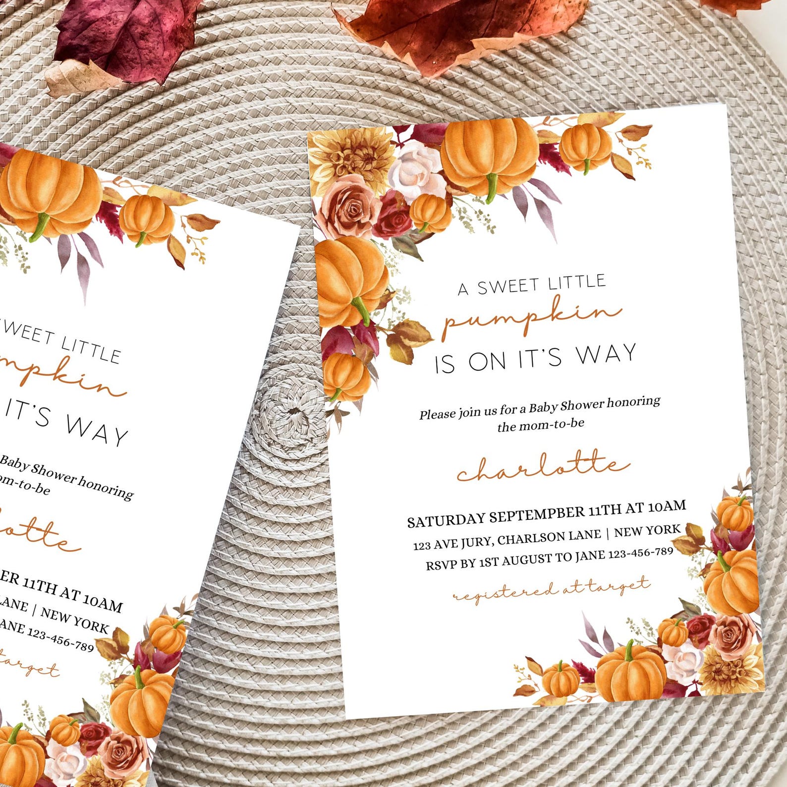 Sweet Little Pumpkin Baby Shower Invitation Pumpkin Theme, Fall Invite ...