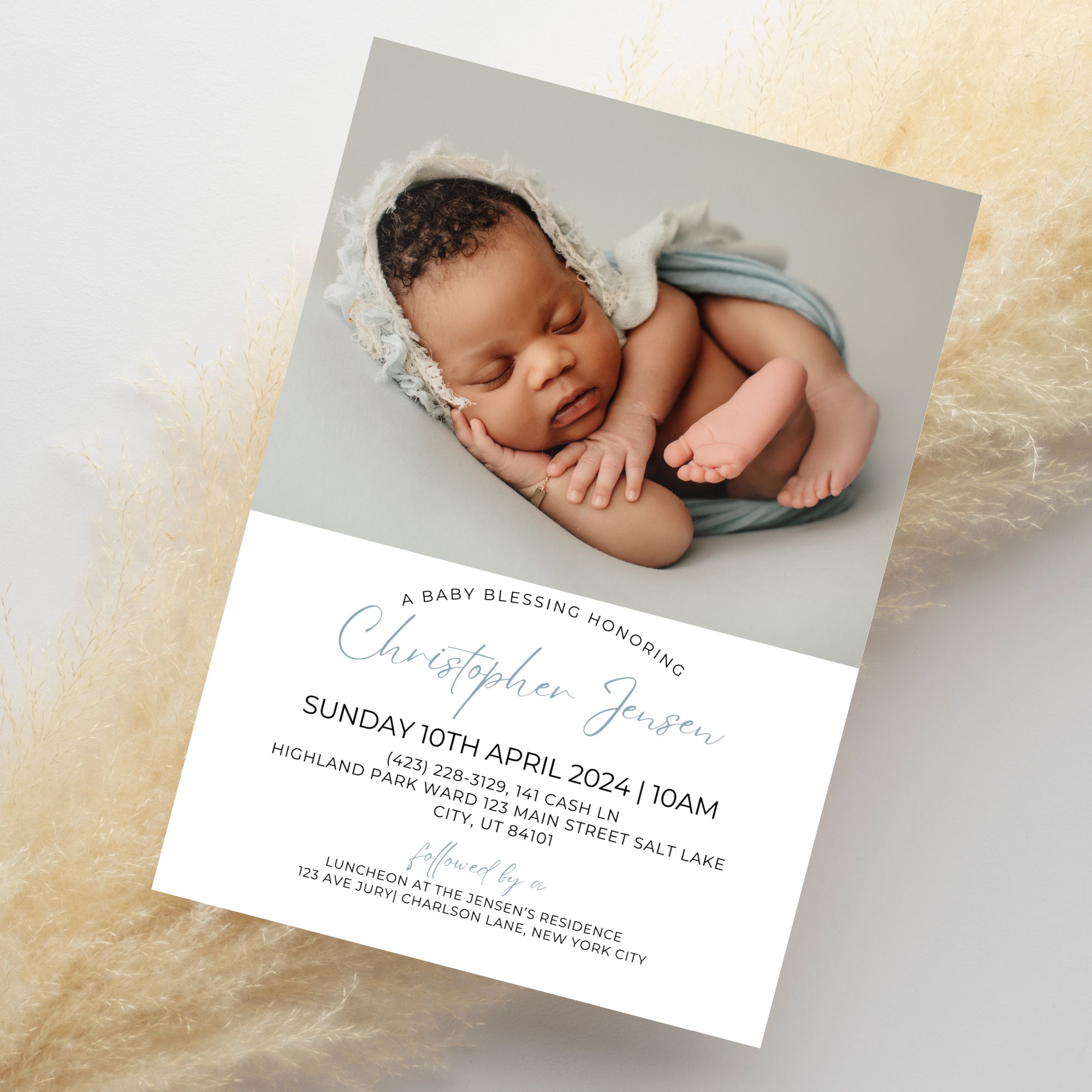 LDS Baby Blessing Invitation | Minimalistic Christening Invite Template ...