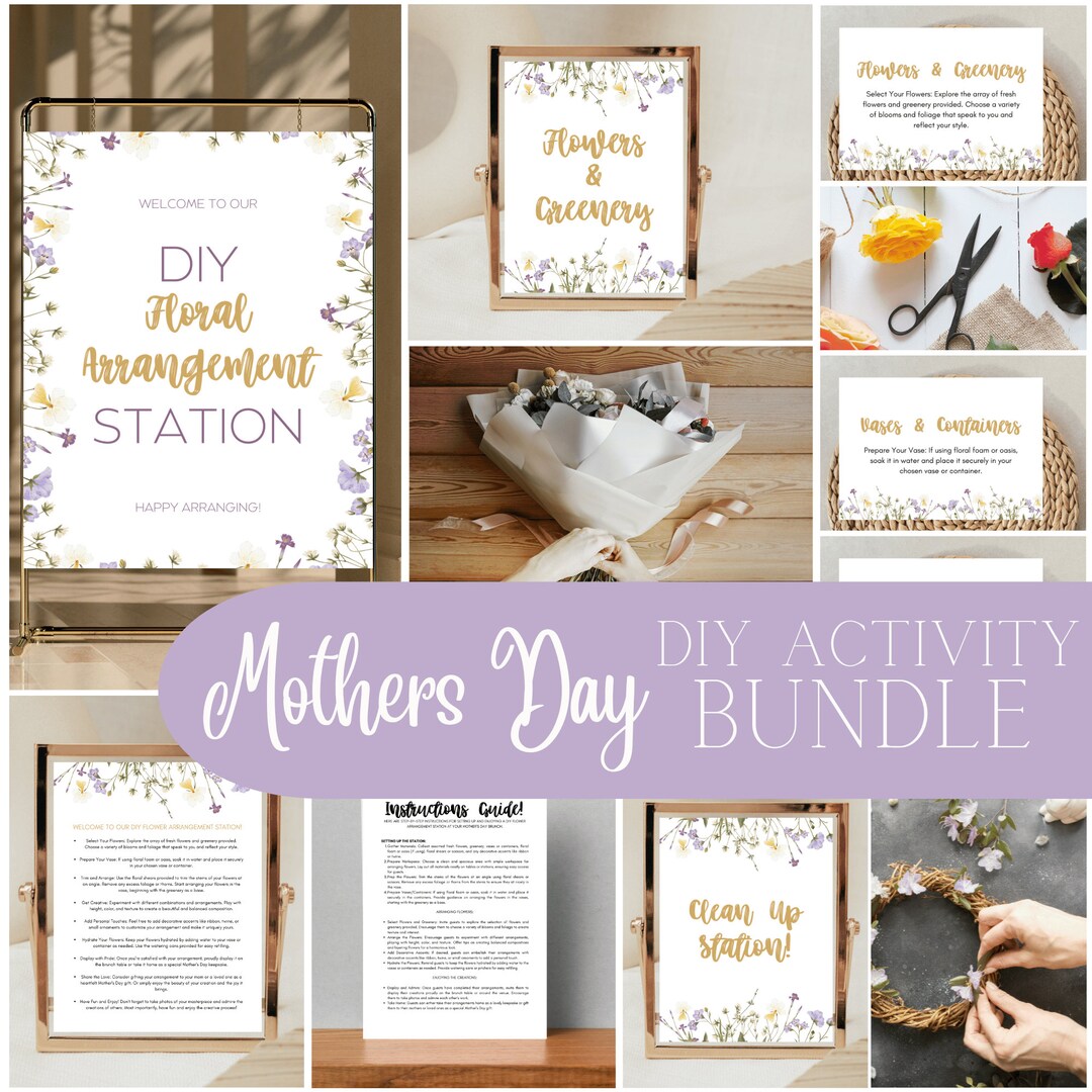 Mother's Day DIY Flower Arrangement Station Kit - Purple Wildflower ...