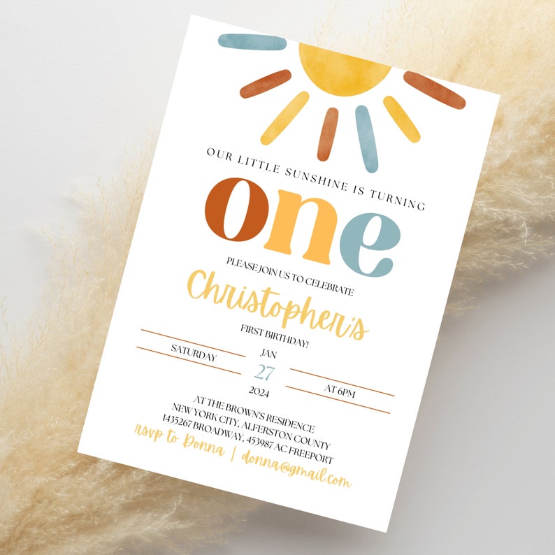 Sunshine First Birthday Invite 'you Are My Sunshine' Themed First ...